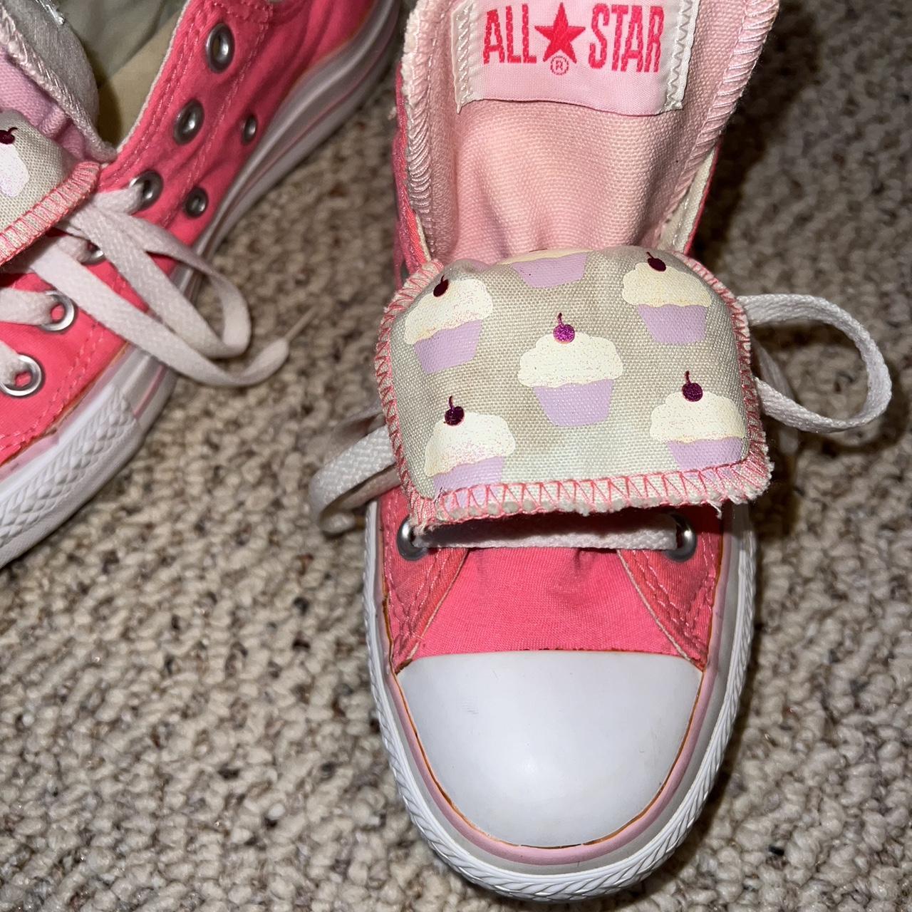 Vintage pink and white cupcake converses made in the... | Depop