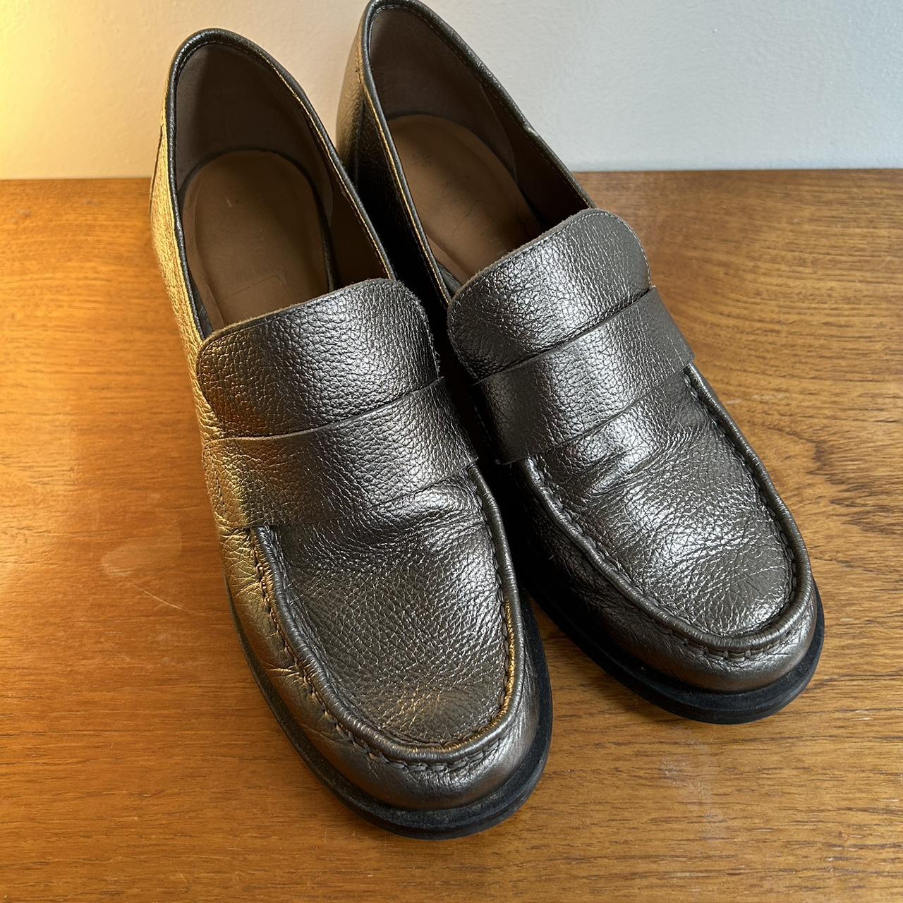 Next Signature metallic genuine leather loafers with... - Depop
