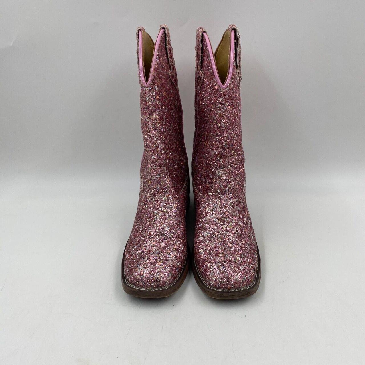 roper little kids girls size 1 pink glitter faux... - Depop