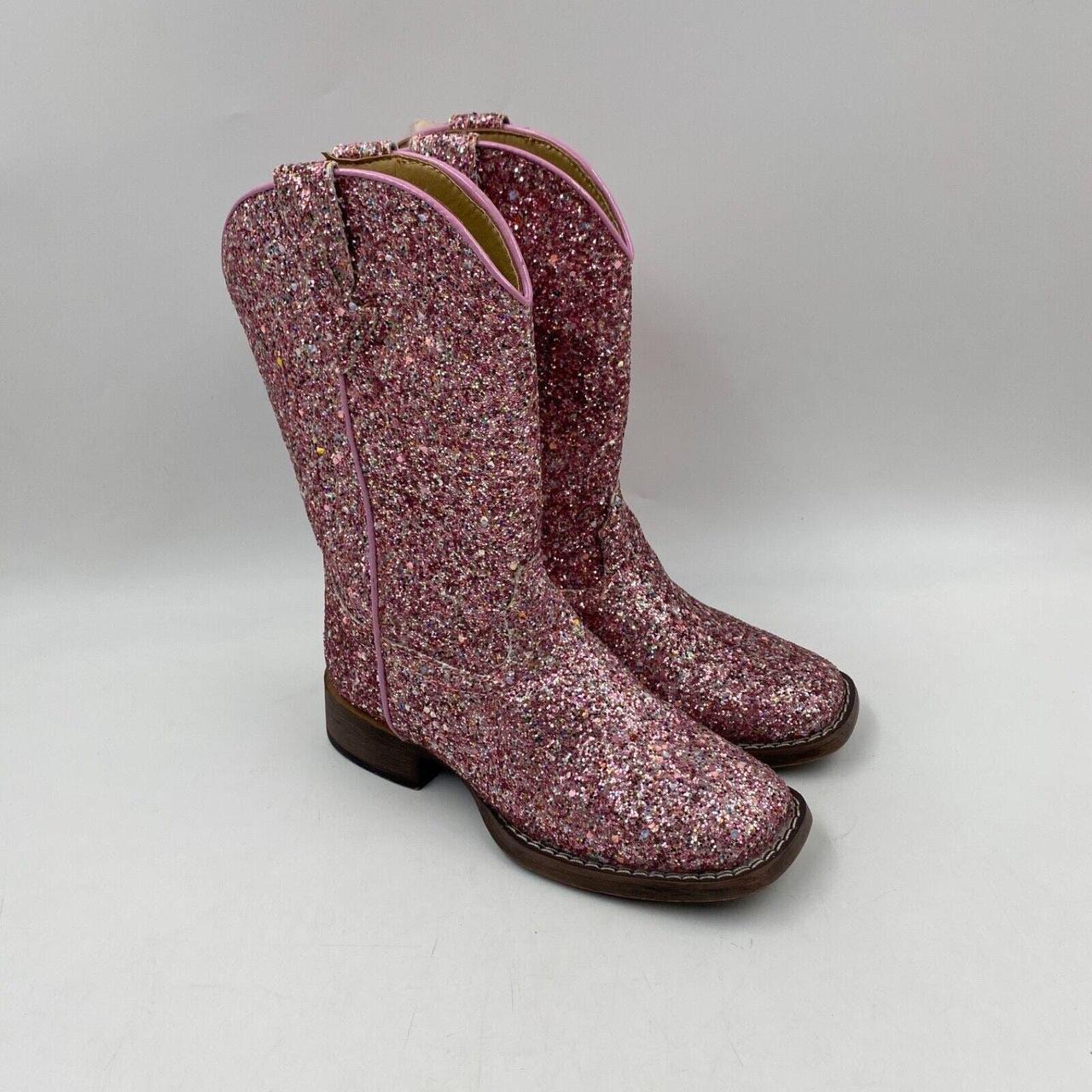roper little kids girls size 1 pink glitter faux... - Depop