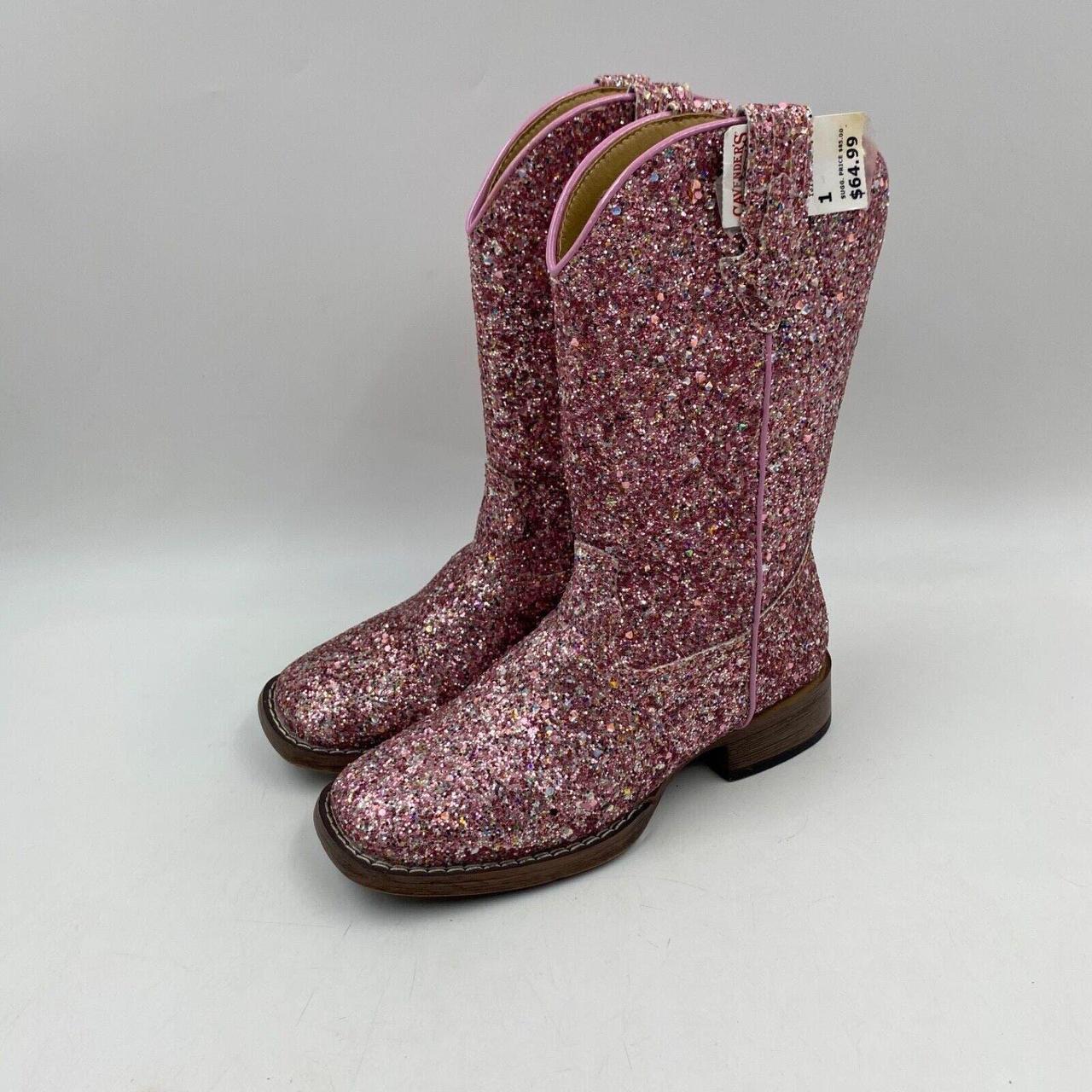 roper little kids girls size 1 pink glitter faux... - Depop