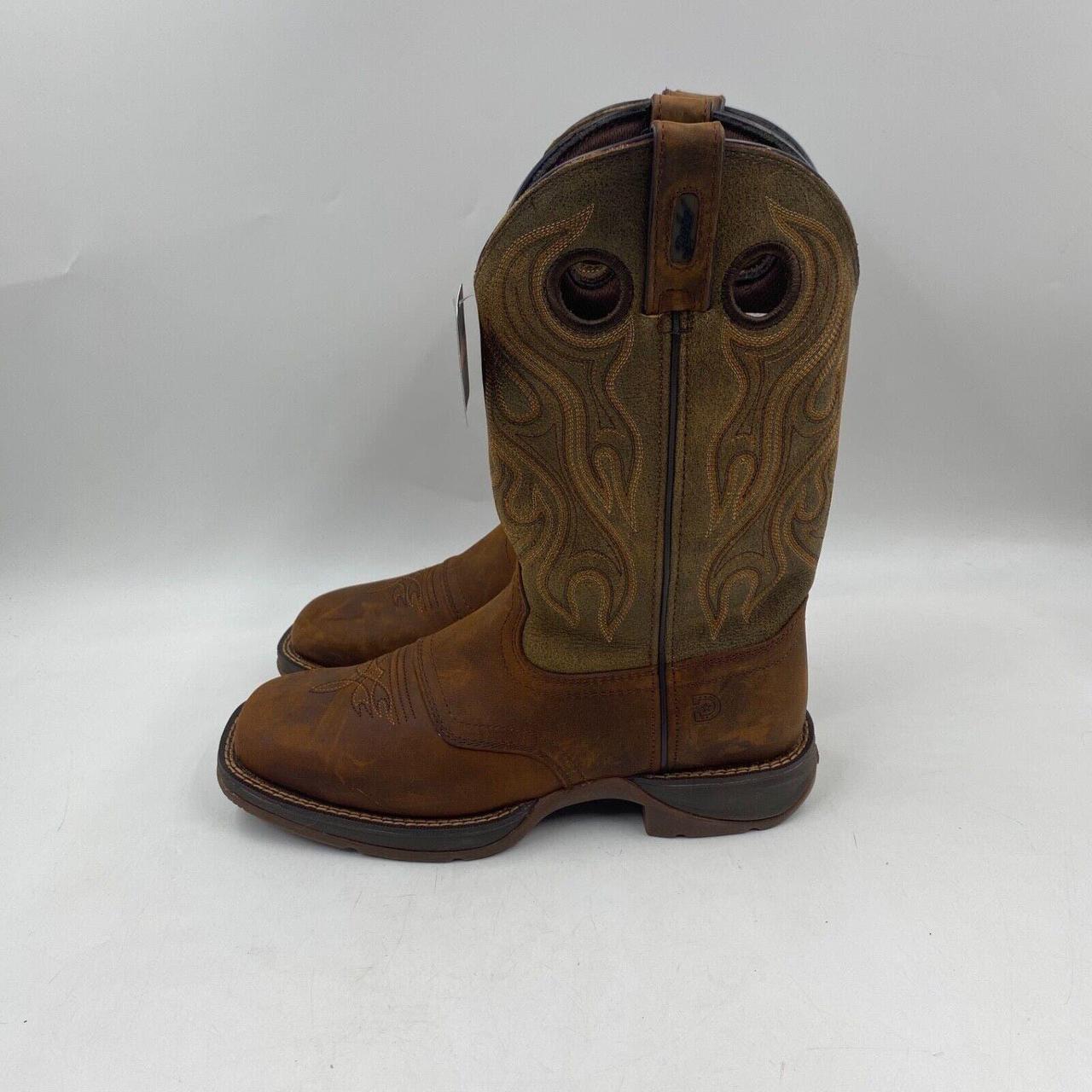 durango mens 8.5W brown leather square soft toe pull... - Depop