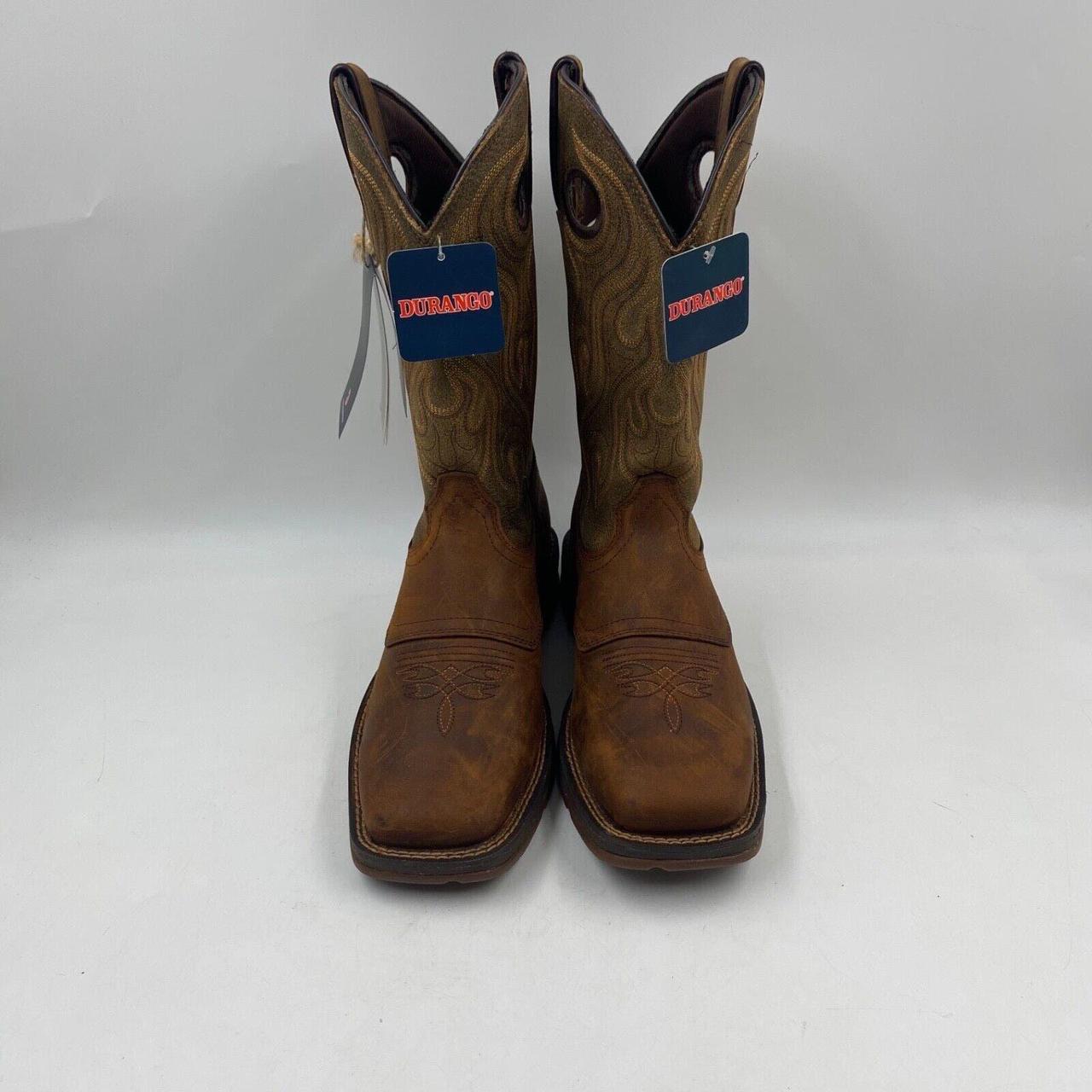 durango mens 8.5W brown leather square soft toe pull... - Depop