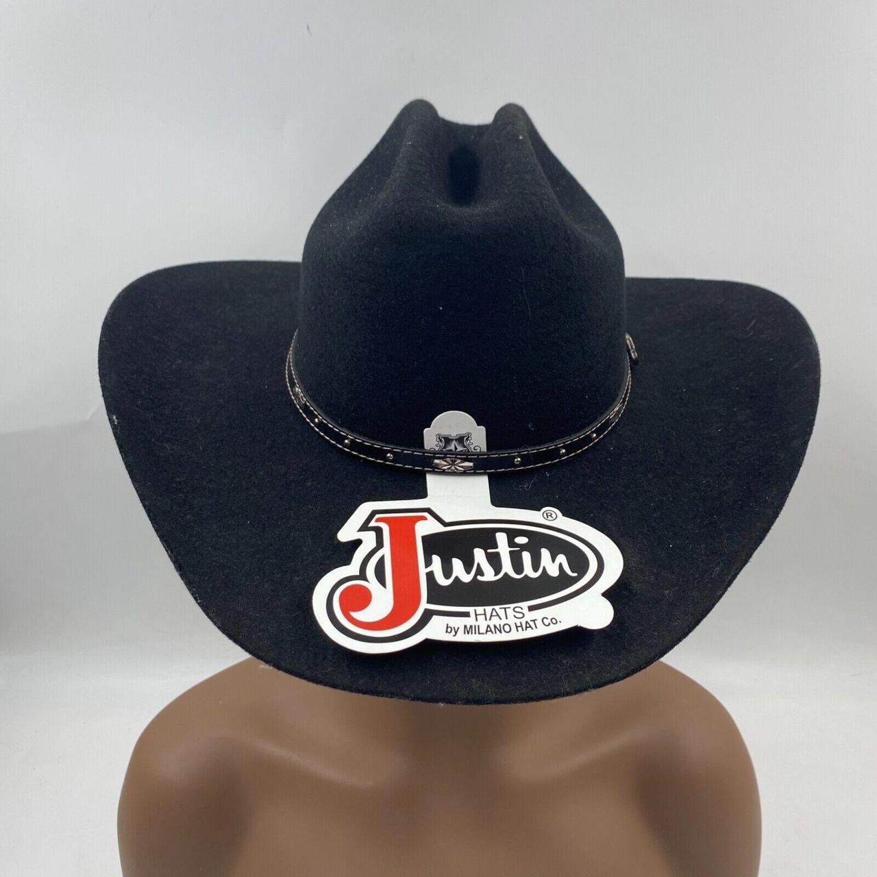 justin youth lonestar jr. black felt cowboy hat... - Depop