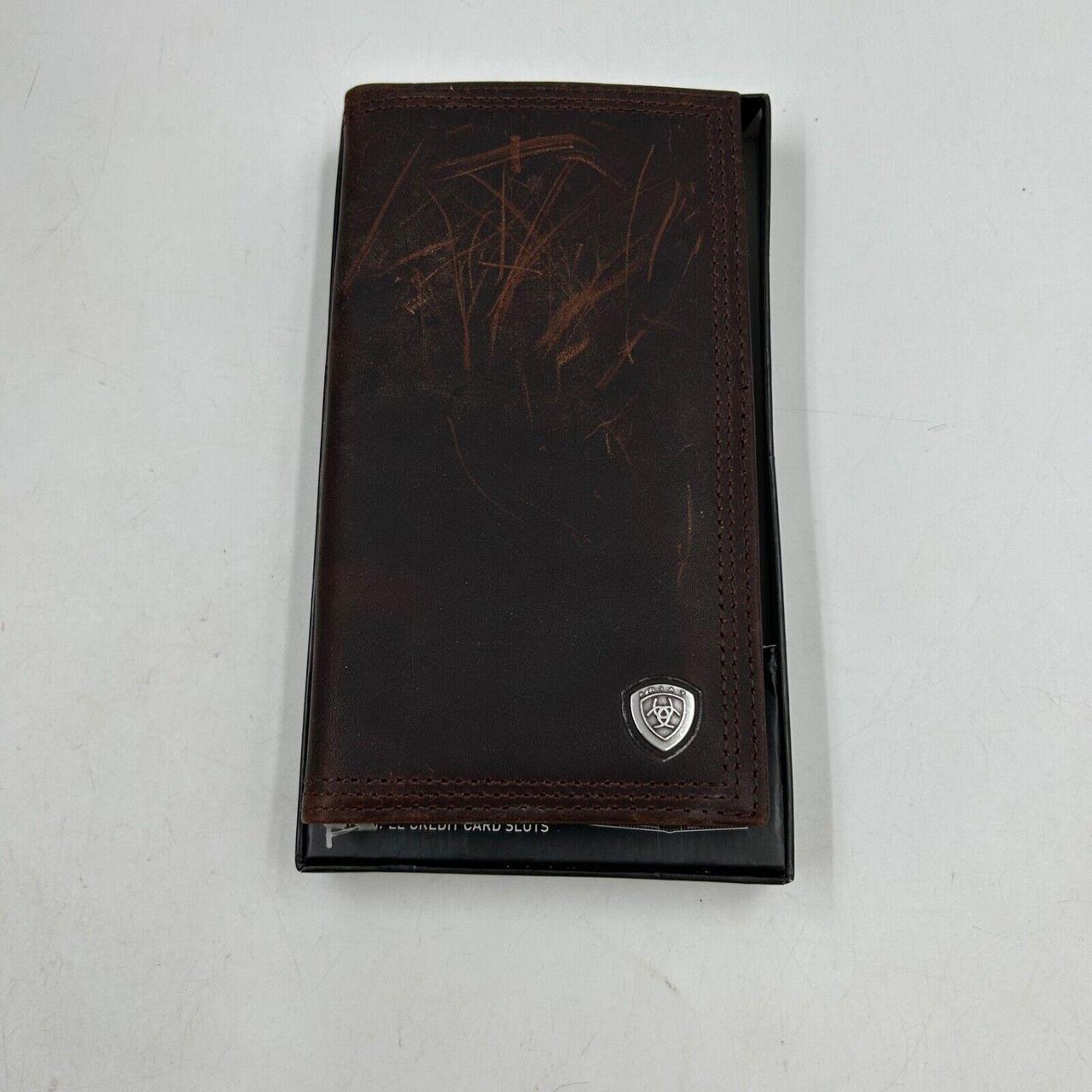 Ariat mens rodeo wallet checkbook cover top grain... - Depop