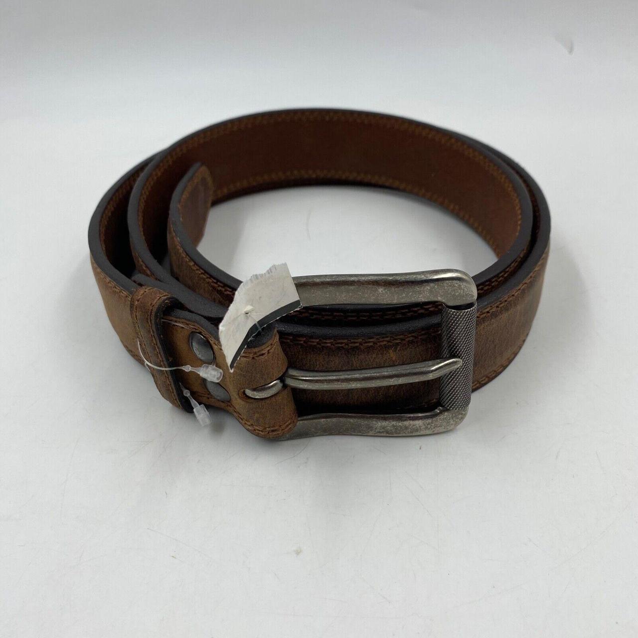 justin mens size 34 too grain leather tooled belt... - Depop