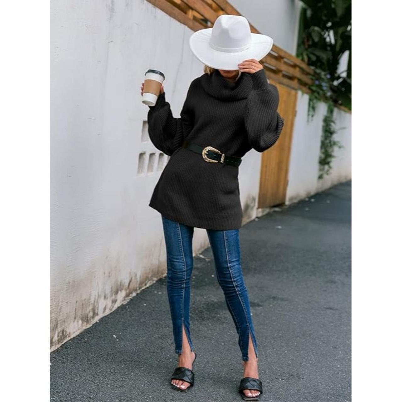 Oversized Turtleneck Long Balloon Sleeve Loose... - Depop