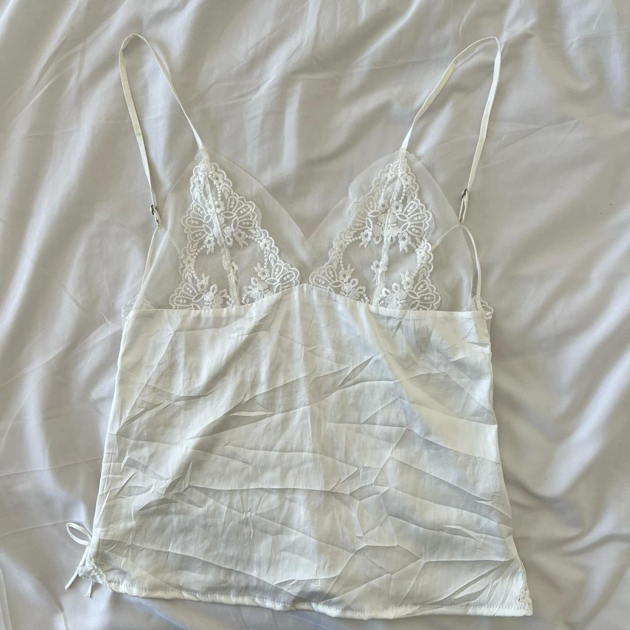 cute white lace camisole defects has 2 minor green... | Depop