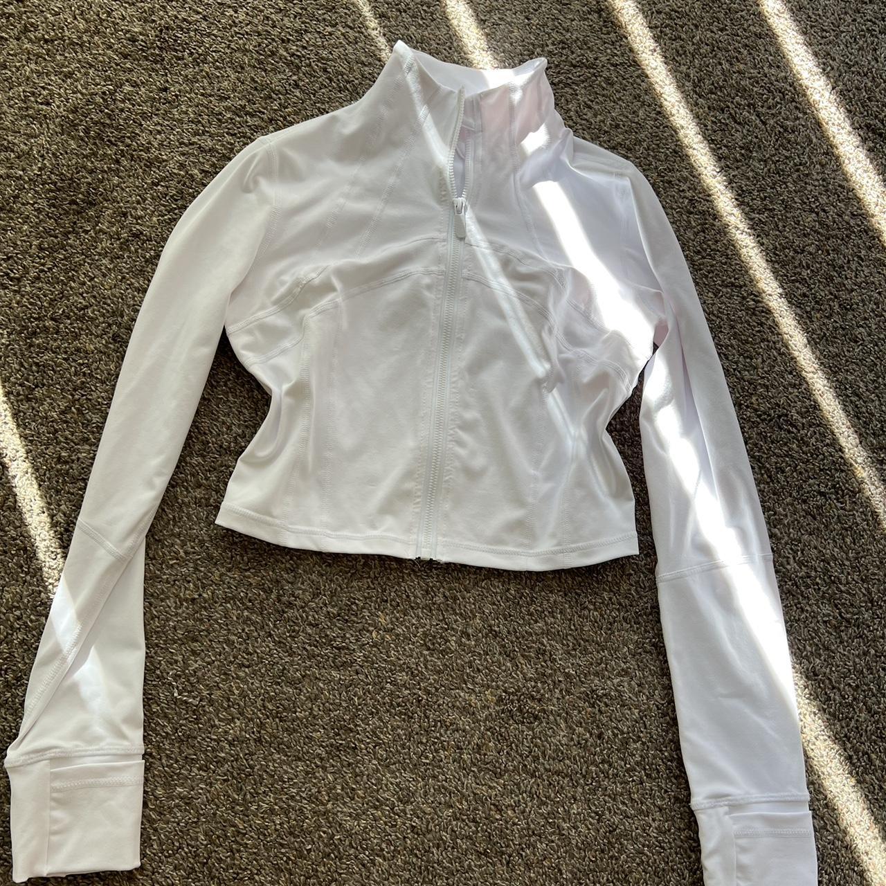 White long sleeve zip up jacket; define jacket... | Depop