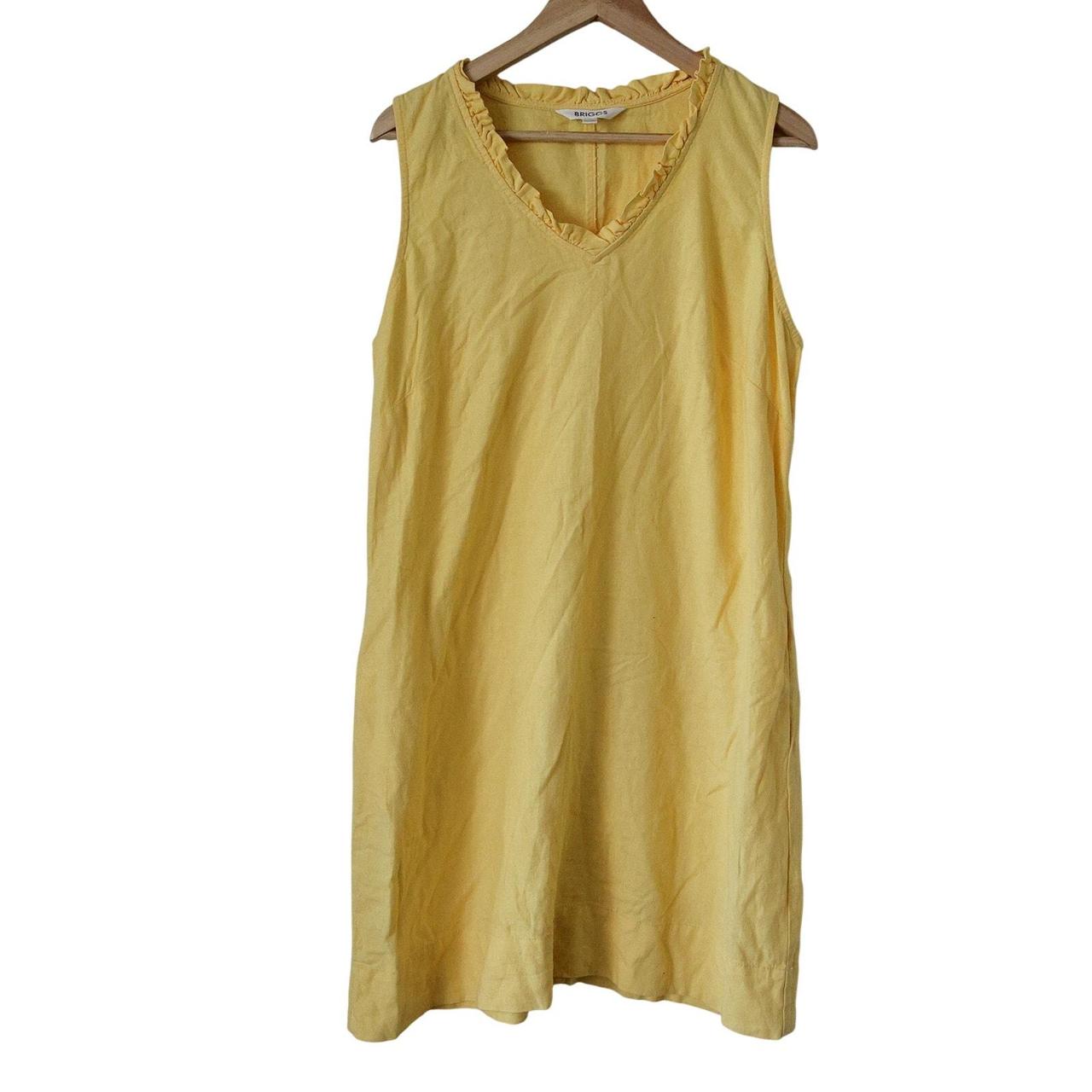 Briggs Yellow Linen blend Sundress size L Pull... | Depop