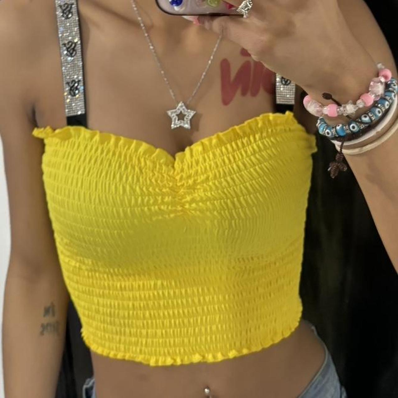 Yellow tube top in great condition Always open to... - Depop