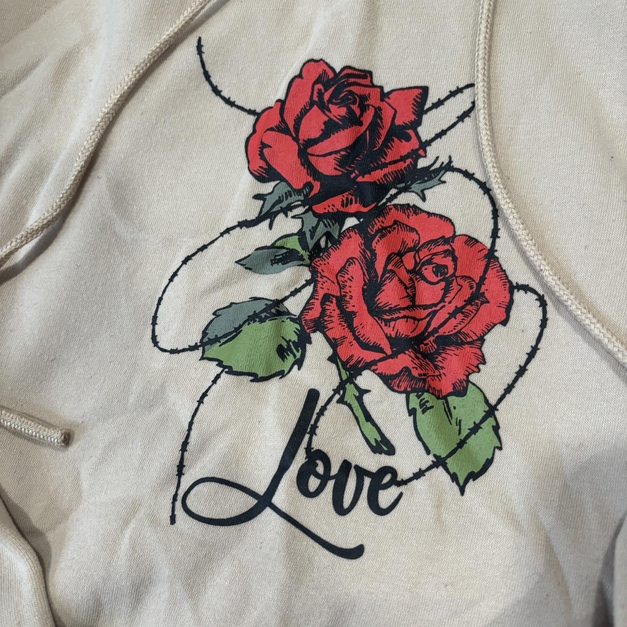 tan and red rose hoodie Always open to offers!... - Depop