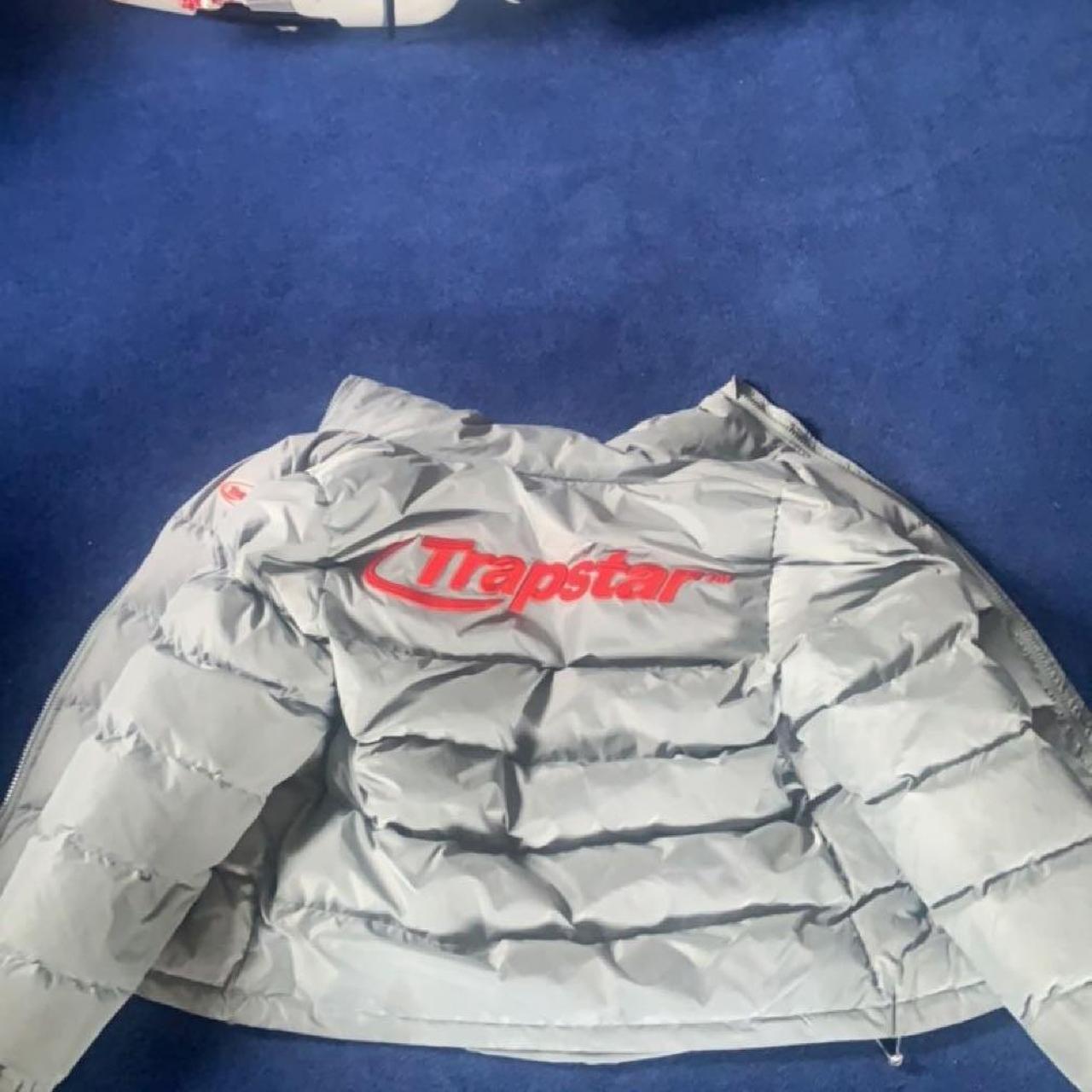 Trap star hyperdrive jacket reflective grey and red... - Depop