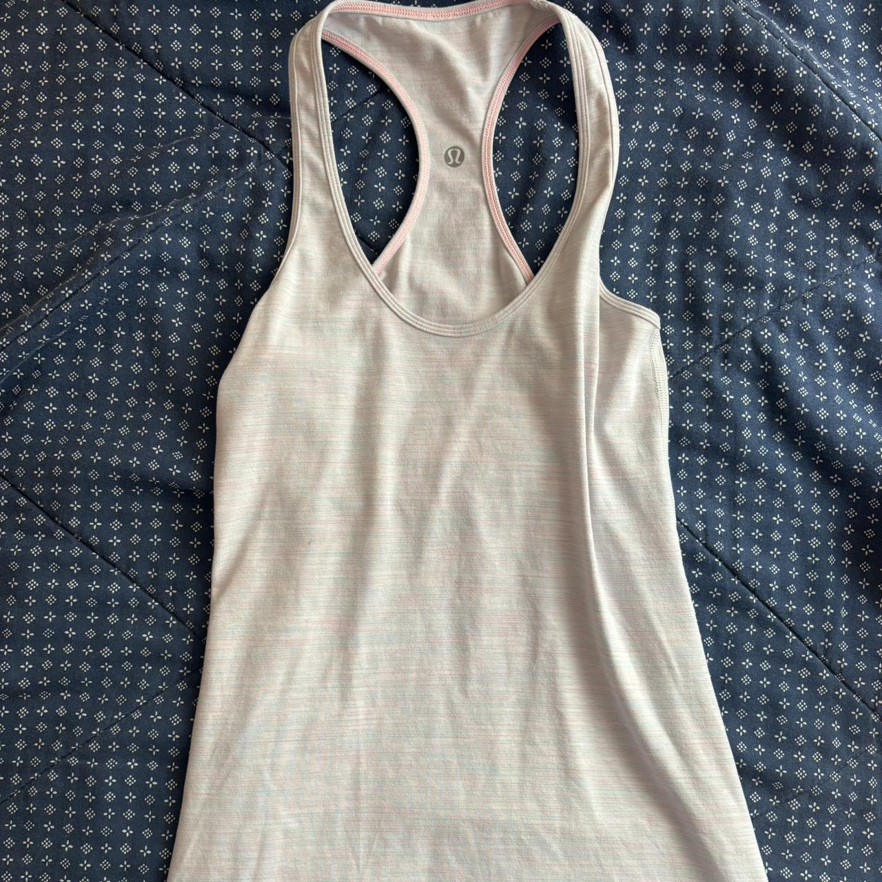 light pink lululemon tank top worn once or twice no... - Depop