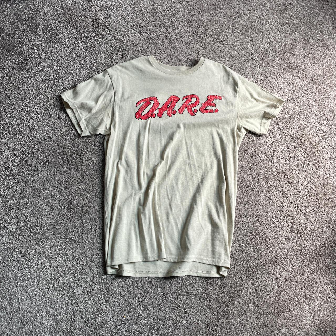 cream D.A.R.E. shirt - size medium - fits tighter -... - Depop