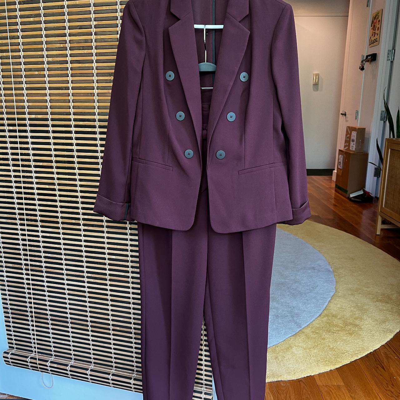 Express - Maroon Suit (Two Piece Set, Blazer &... - Depop