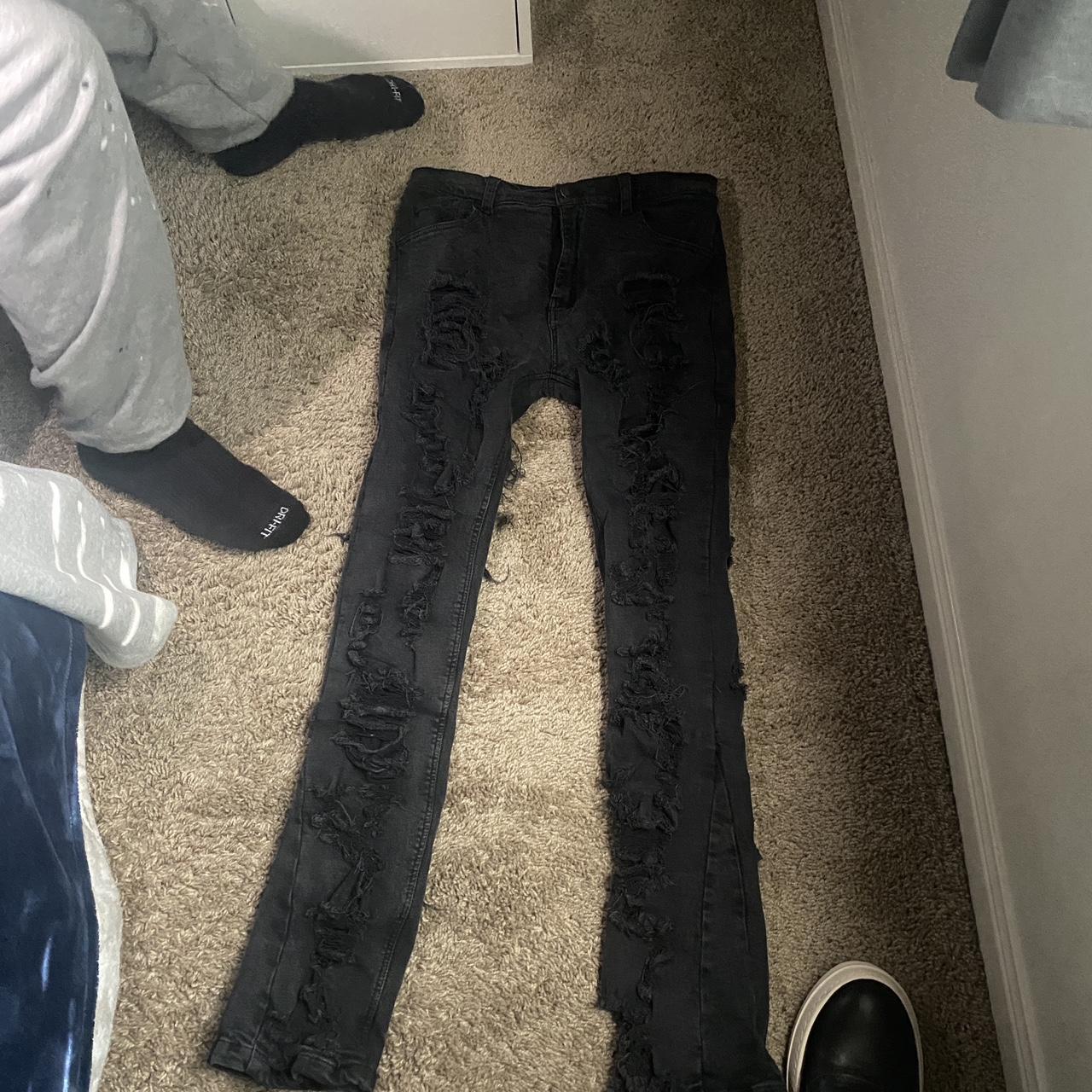 Black distressed jeans chasin legacy | Depop