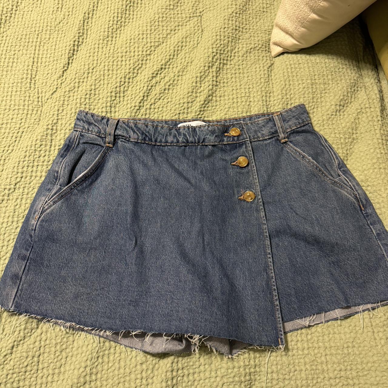 ZARA BRAND NEW Denim wrap skort. - Depop