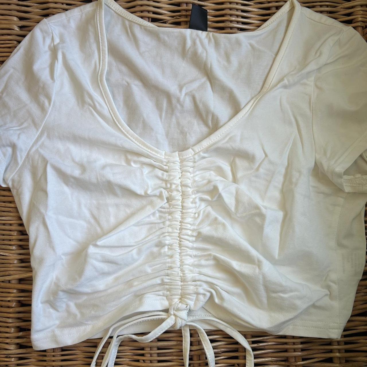 White Shein drawstring crop top Drawstring to adjust... - Depop