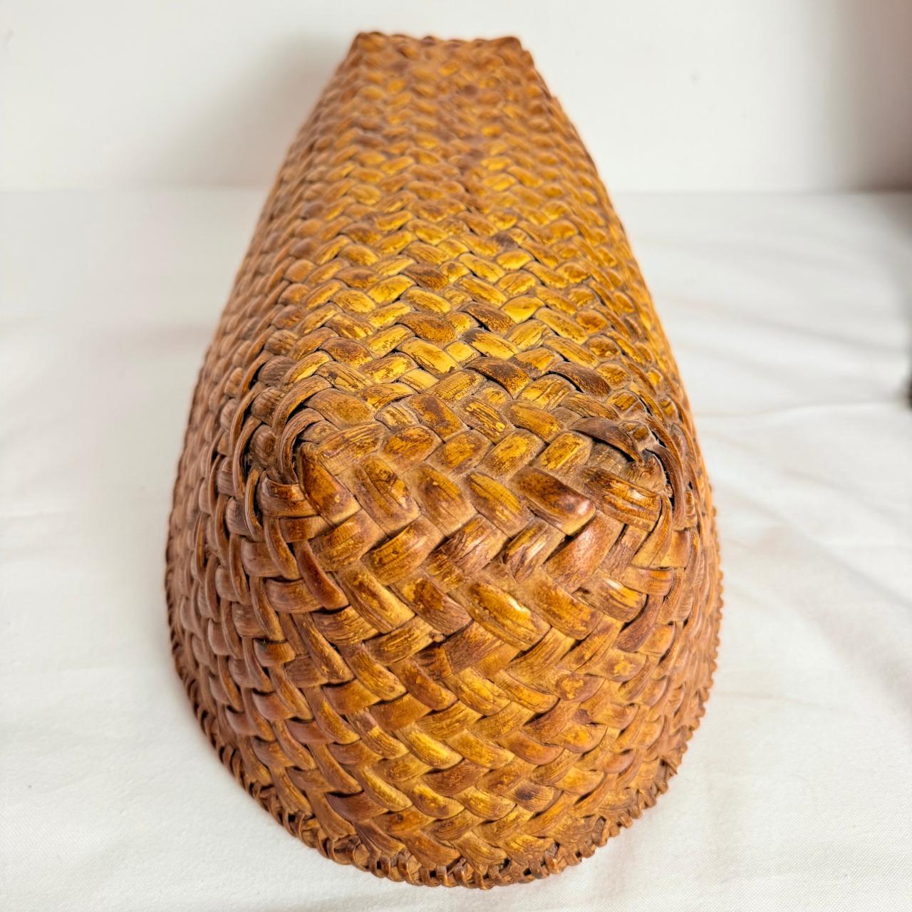 Vintage Filipino Rattan Woven Brown Handmade Wicker... | Depop