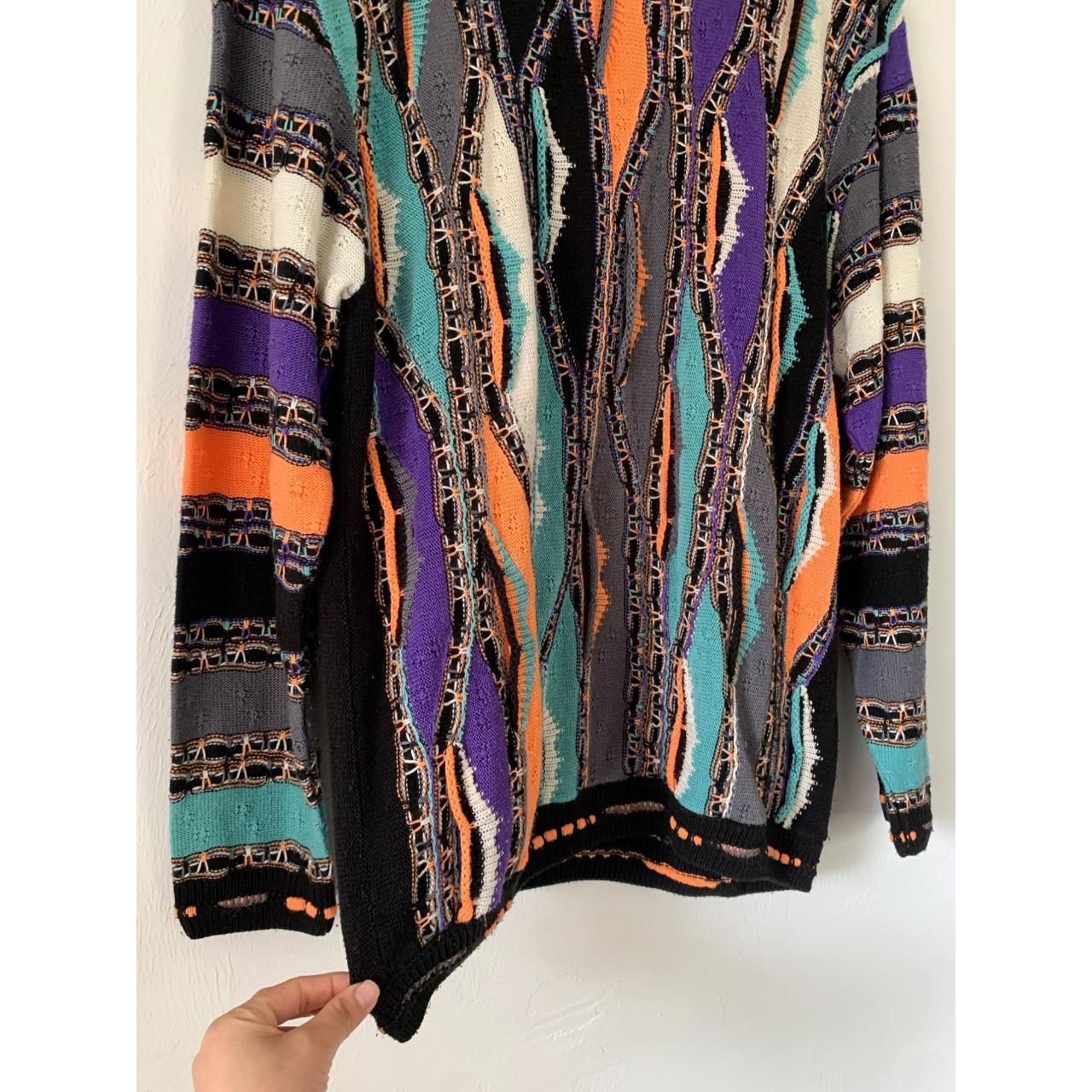 Vtg STEVEN LAND Multi Color Sweater Cosby Biggie Hip... - Depop