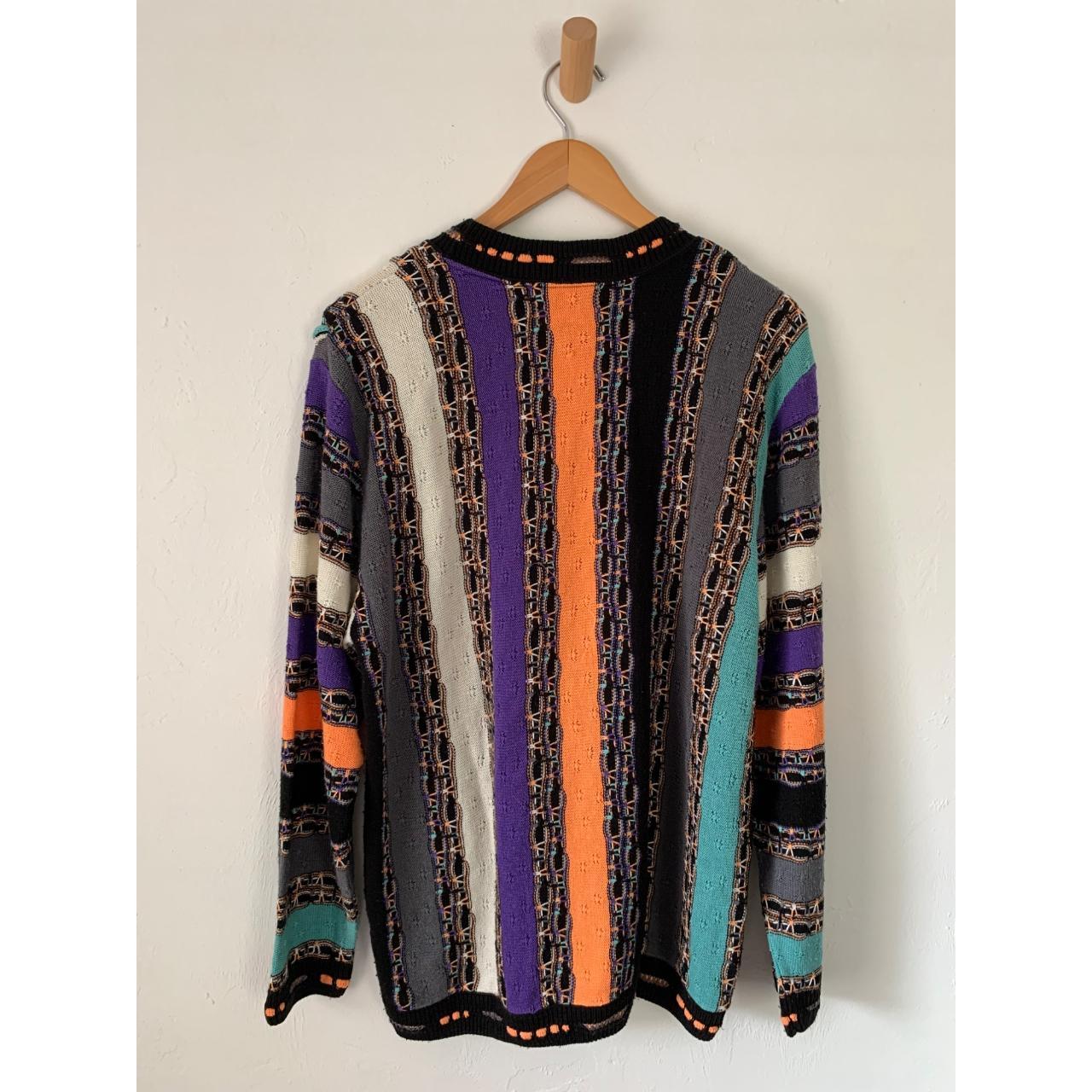 Vtg STEVEN LAND Multi Color Sweater Cosby Biggie Hip... - Depop