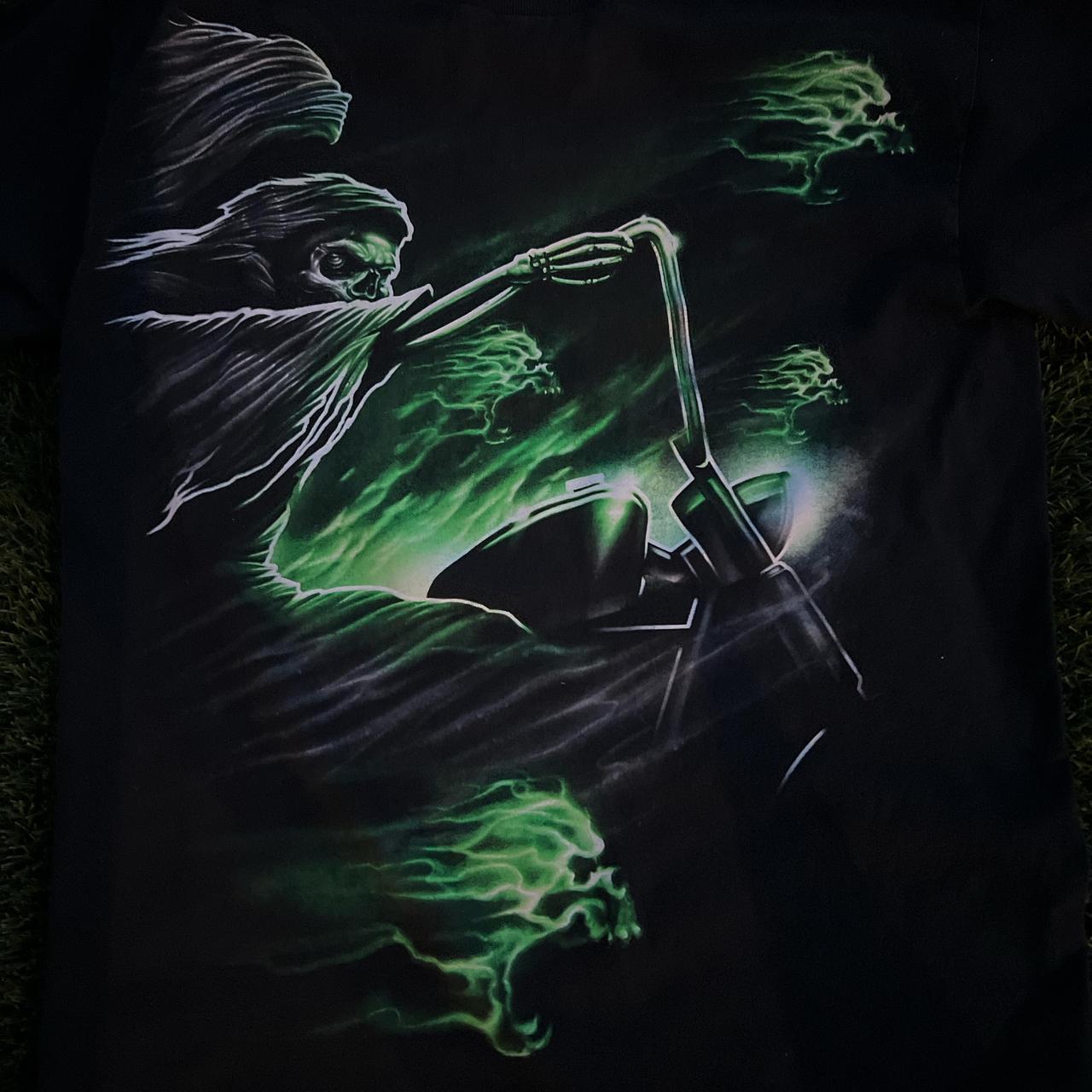 -Y2K grunge skeleton biker t-shirt -no tag -... - Depop