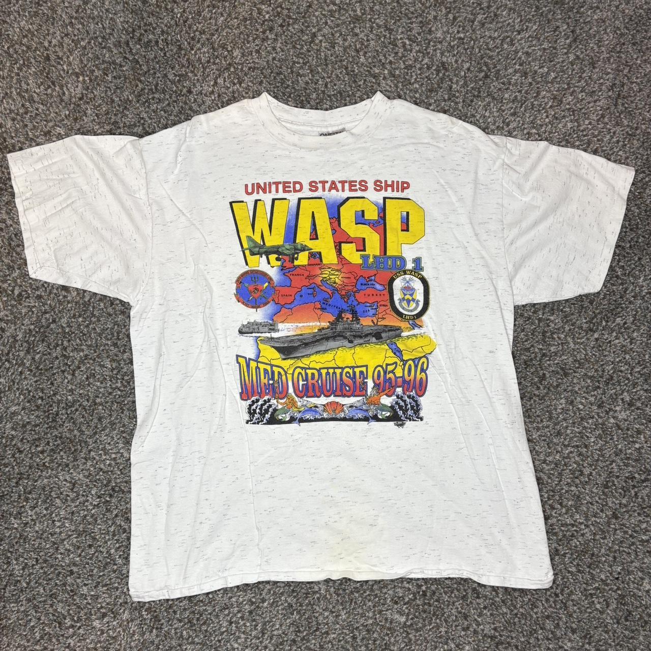 Vintage Military 95 Wasp Med Cruise white cotton... | Depop