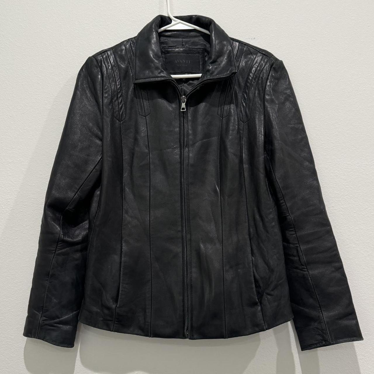 AVANTI BLACK GENUINE LEATHER JACKET COAT Size M - Depop