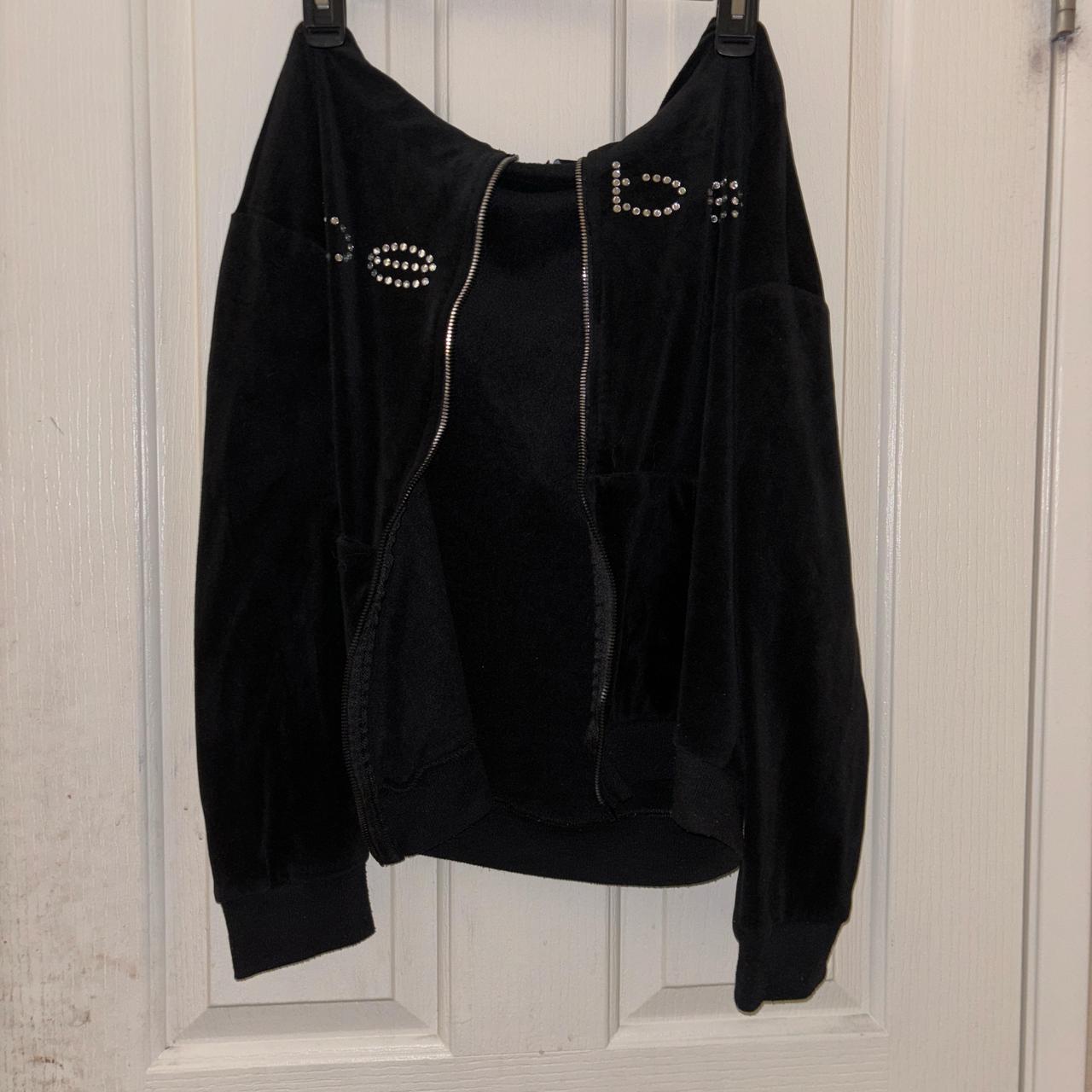 Black Bebe velour zip up jacket with... - Depop