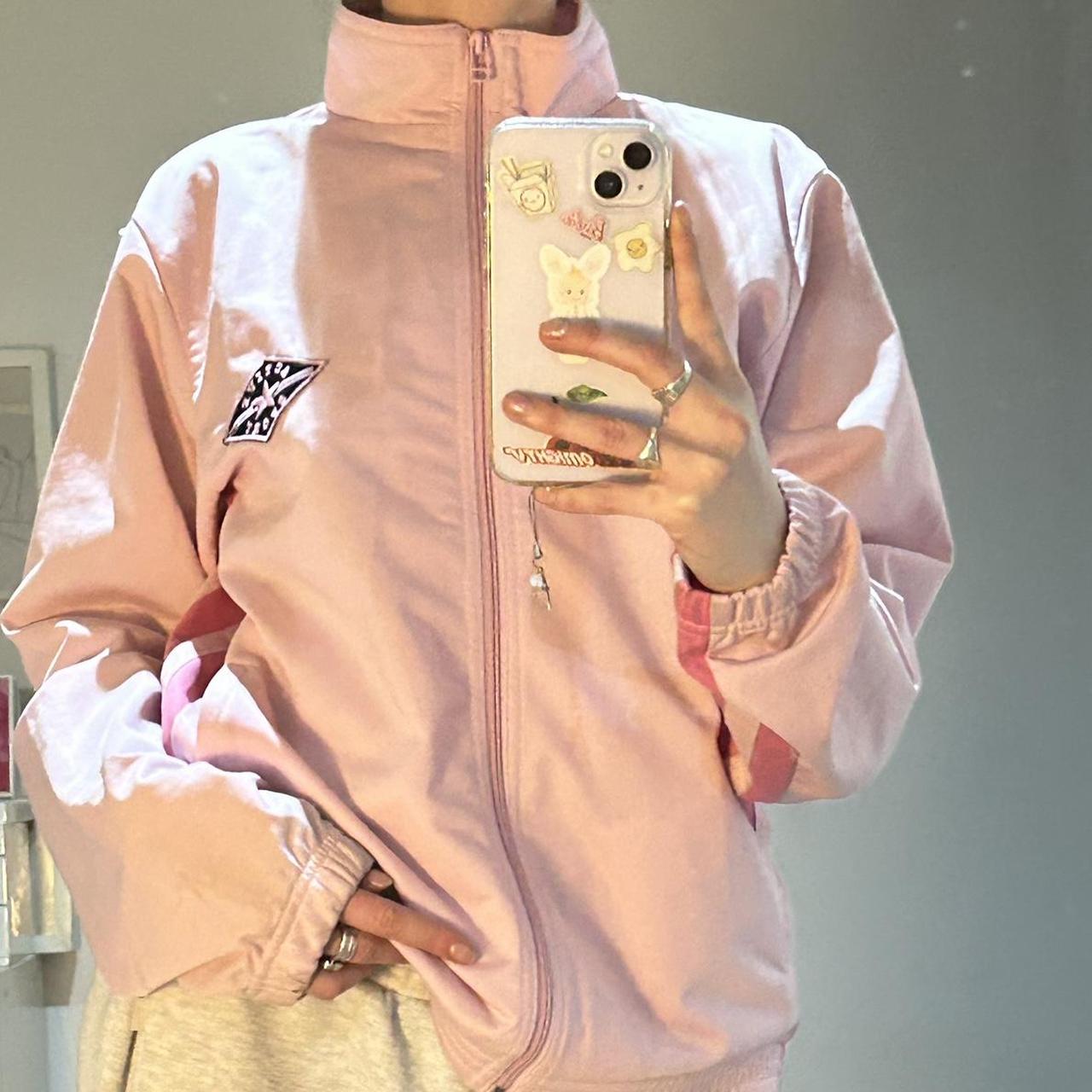 Vintage pink track zip up jacket. Sooo cute I just... - Depop