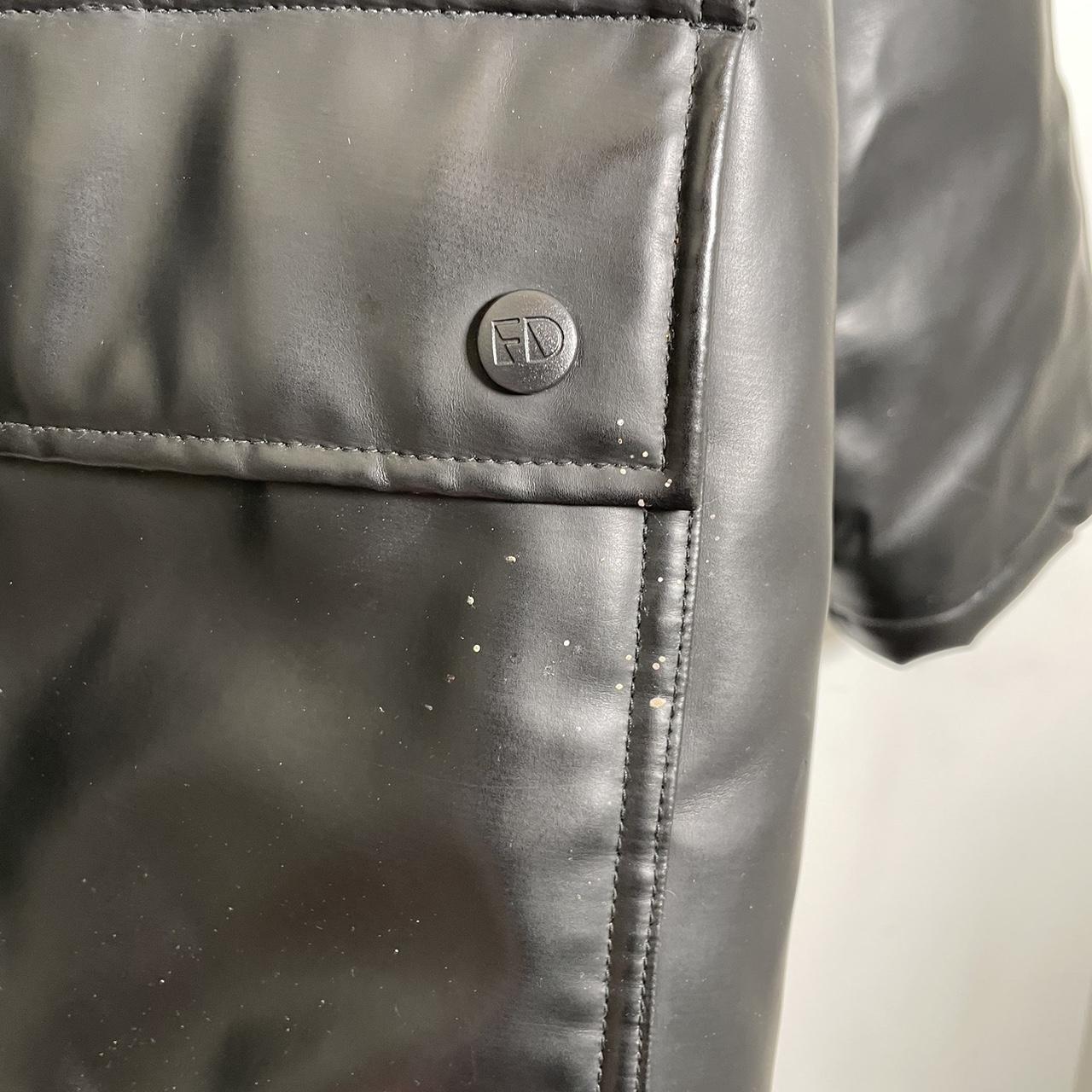 Vintage First Down Leather Coat Jacket Flaws: -... - Depop