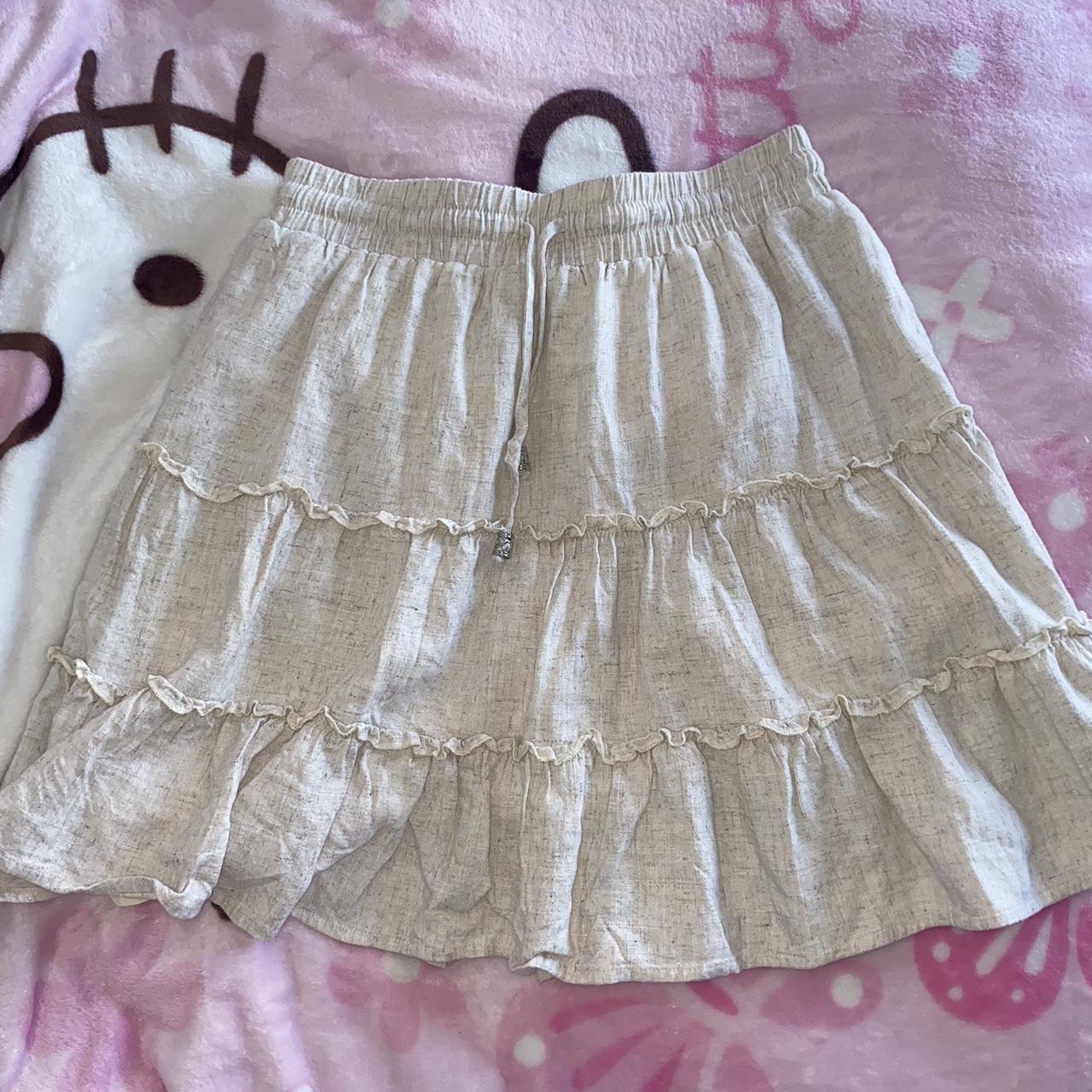 beige dotti skirt ♡ cute flowy mini skirt, can be... | Depop