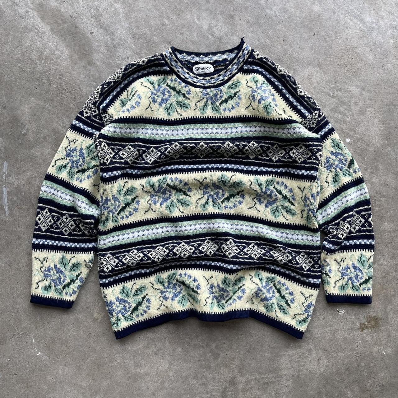 Vintage 90s Spunky brand floral knitted... | Depop