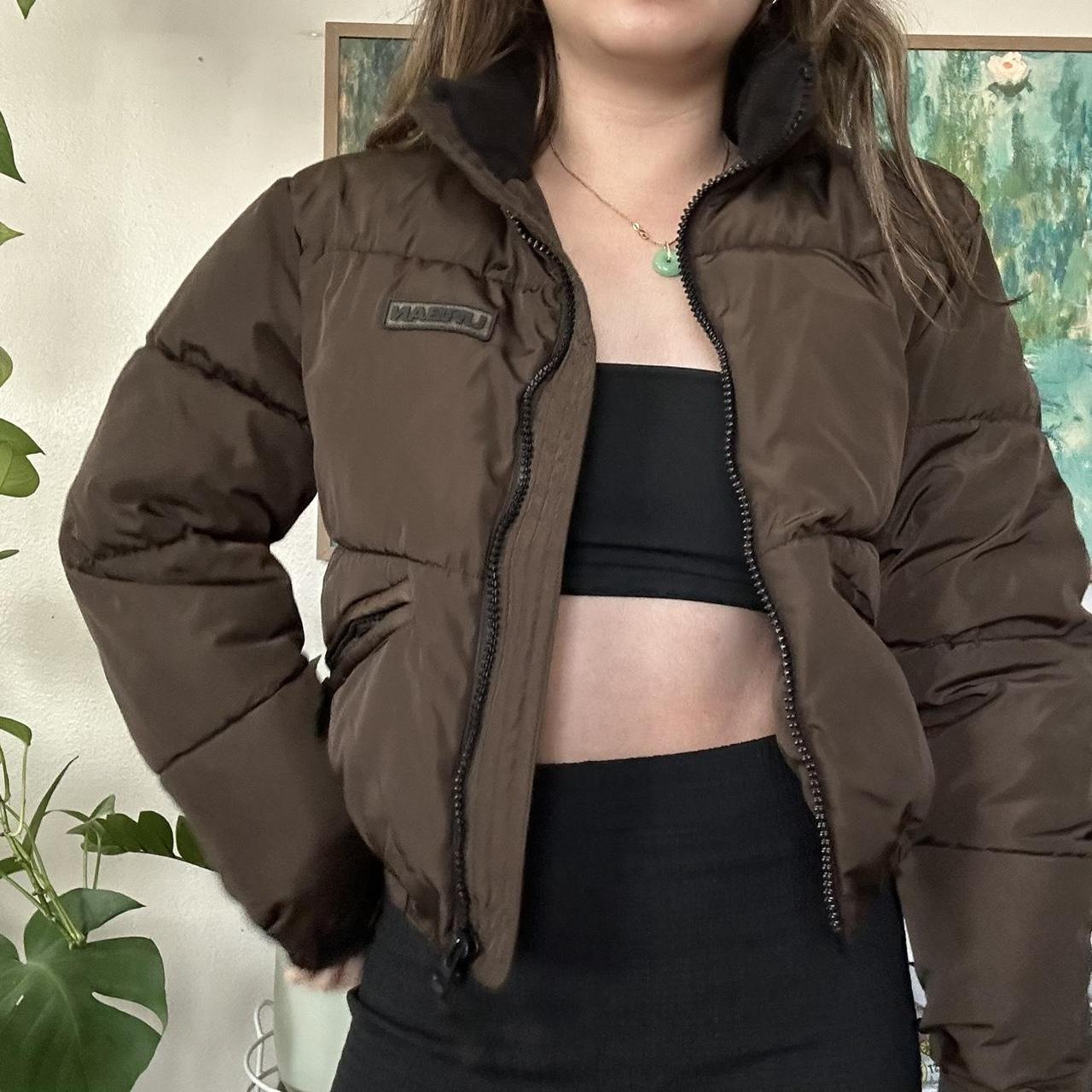 Urban outfitters brown cropped puffer jacket! Only... - Depop