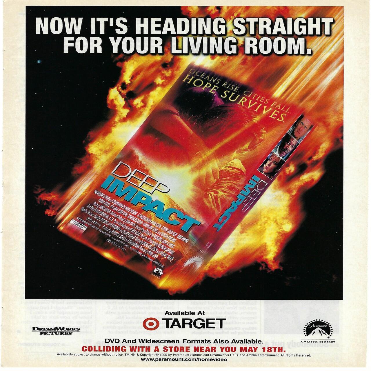 1999 Deep Impact Movie DVD Morgan Freeman Earth... - Depop