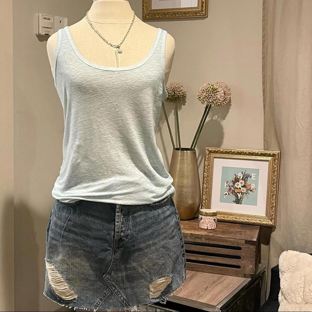 J.Crew Linen Tank Color: Light Green Slightly... - Depop