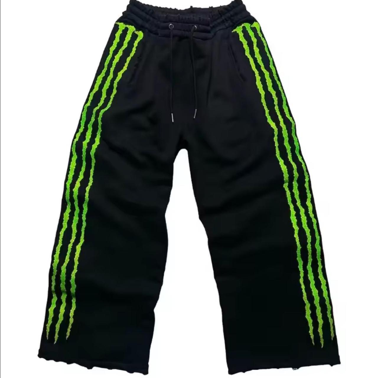 Black and green Monster Energy sweatpants GLOW IN... | Depop
