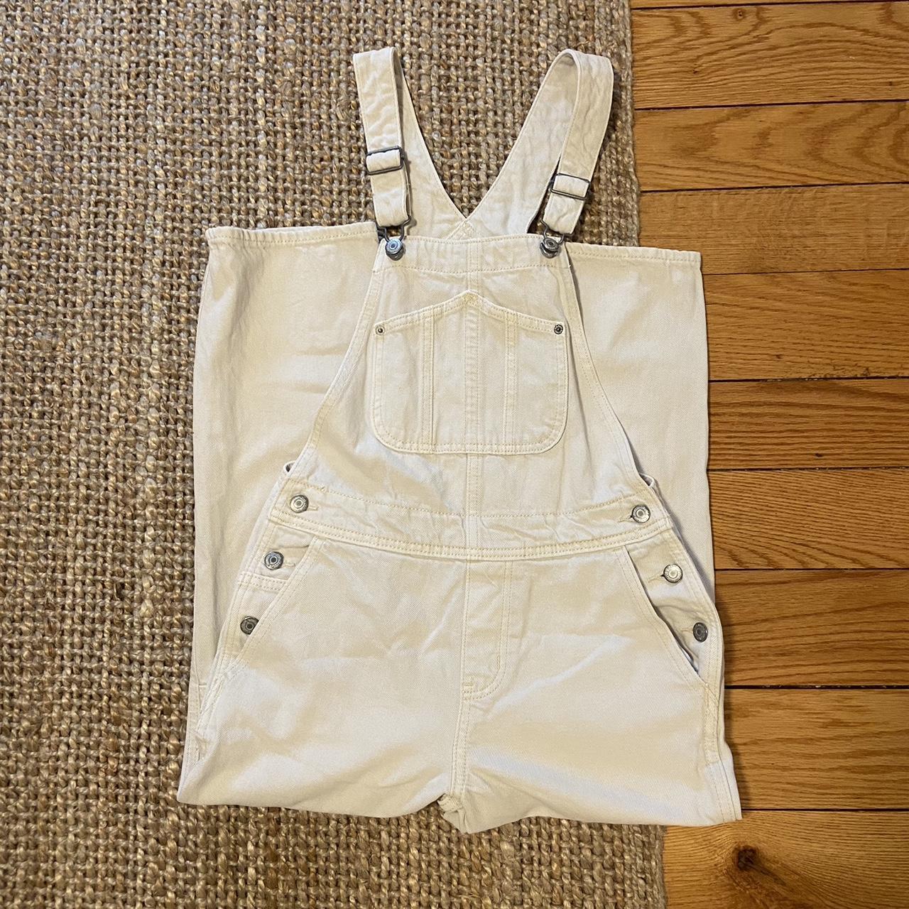 old navy white/cream overalls in size 0 petite.... - Depop