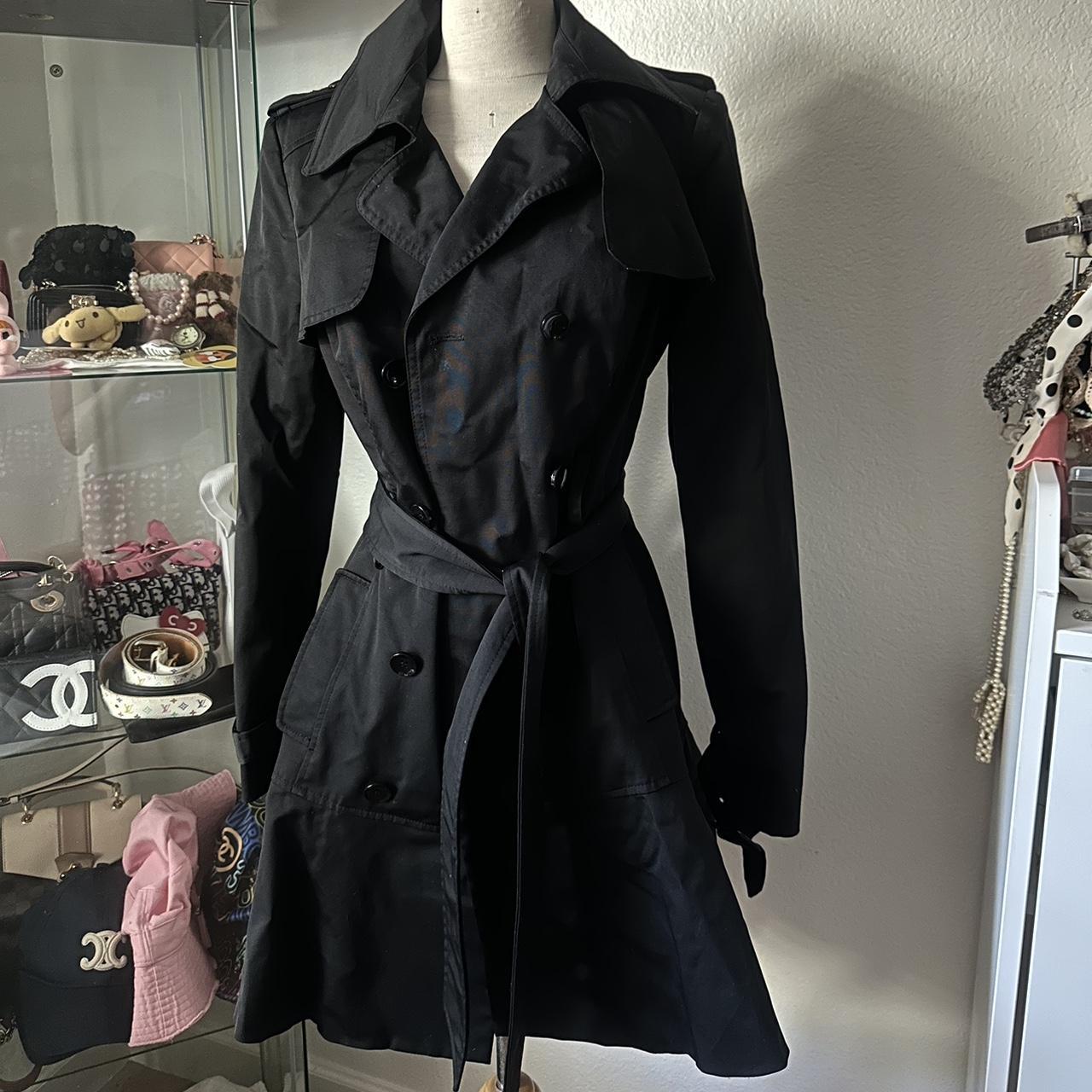Bebe Black trench coat with belt #gothfashion... - Depop