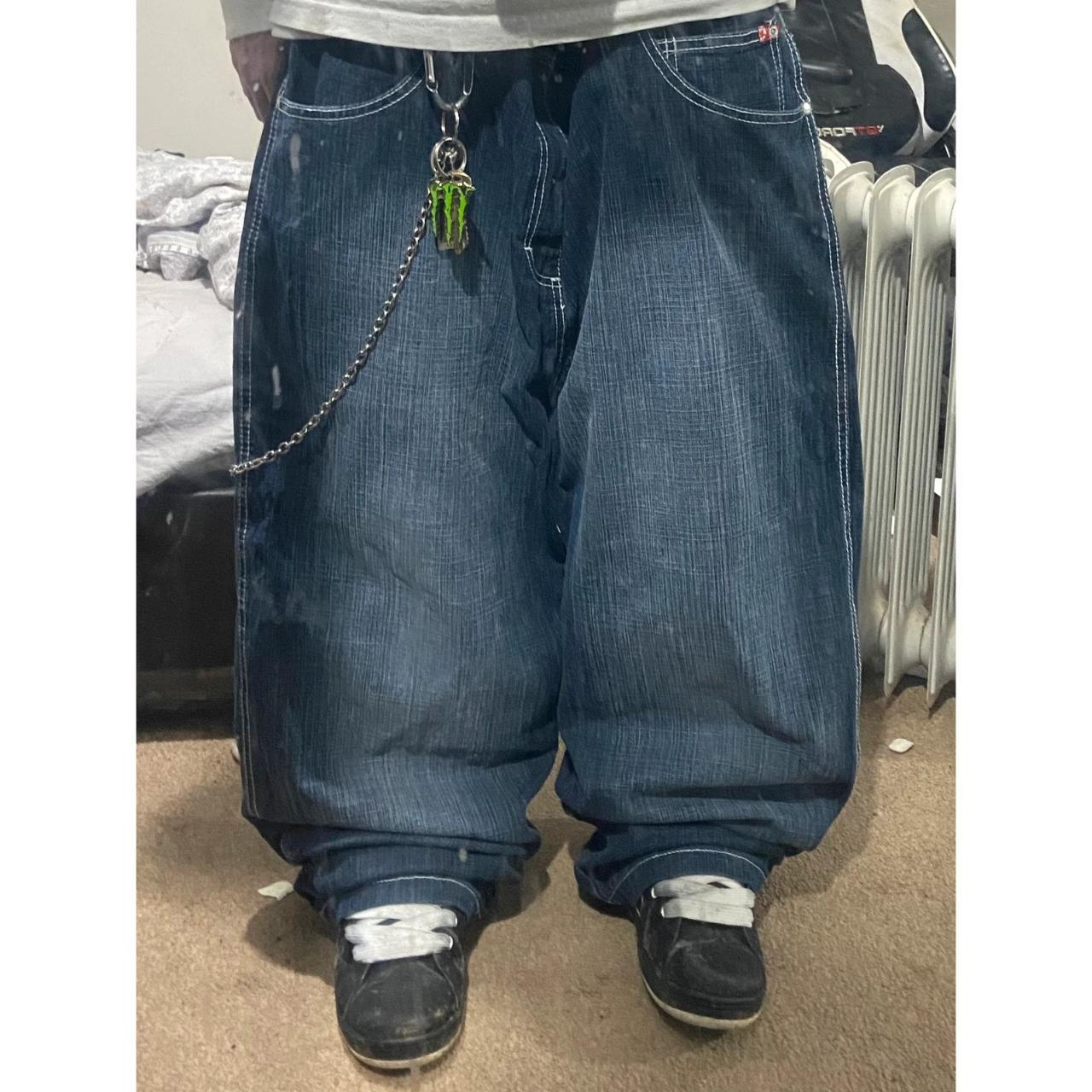 2000s Vintage Red-Tag Southpoles Baggy Navy-wash... | Depop