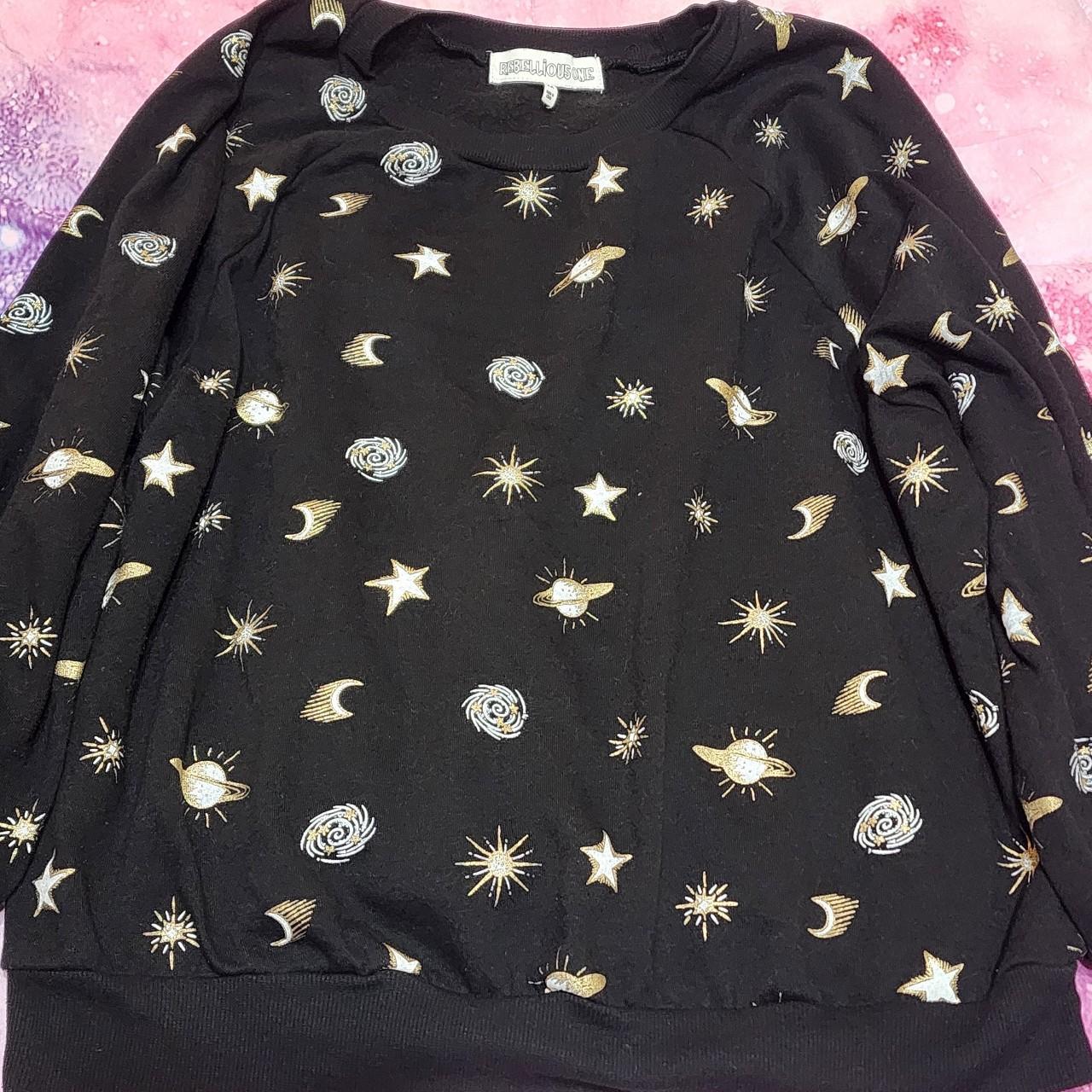 Metallic space design sweater - Depop