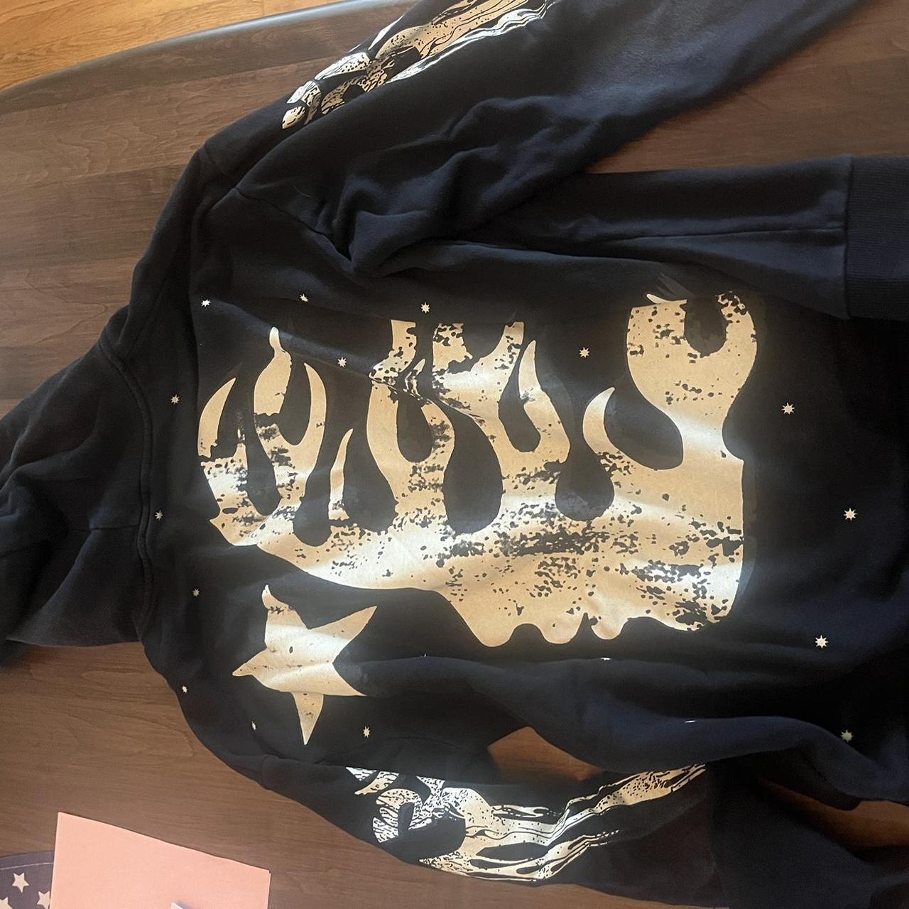 HELLSTAR authentic Fire Face BLACK Hoodie * RARE *... - Depop