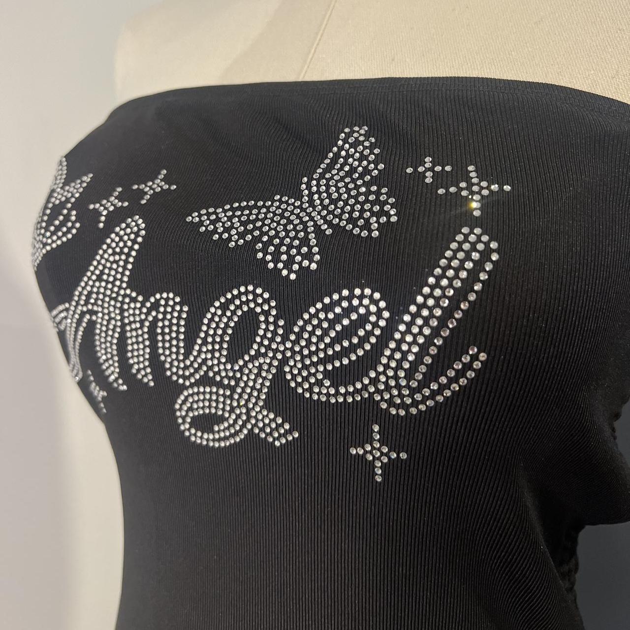 Y2K Rhinestone Butterfly Adjustable Strapless... - Depop