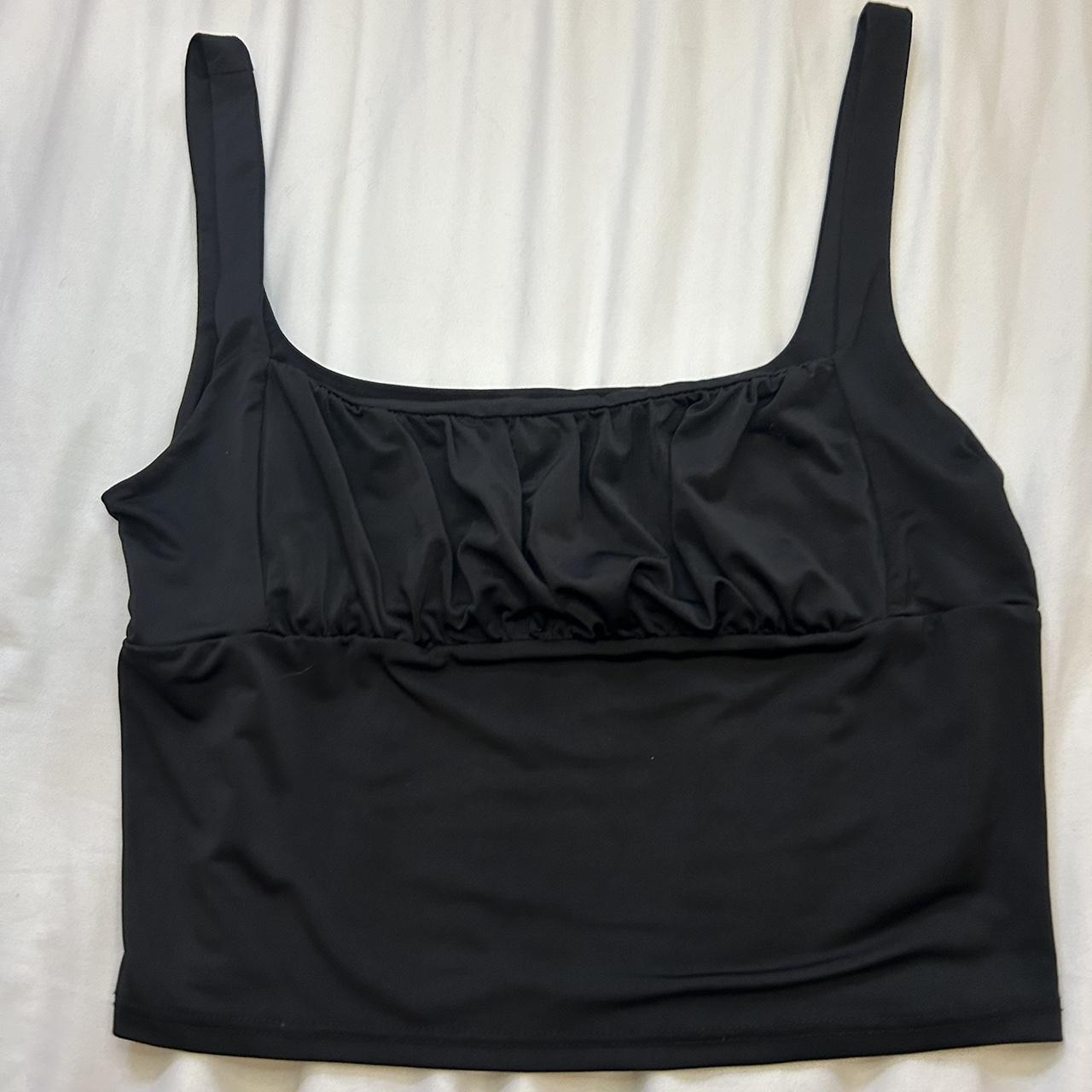 Large Shelly Black Scrunched Tank Top -Used being a... - Depop