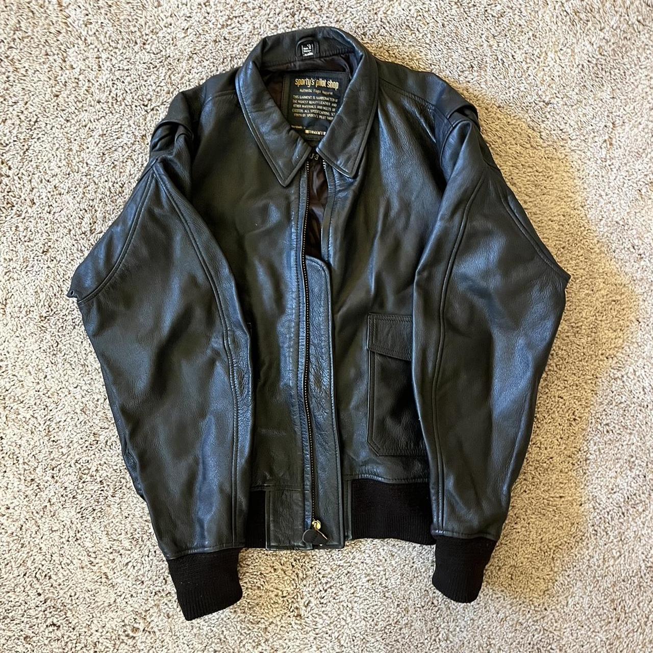 Black leather jacket with a few minor scuffs on the... - Depop