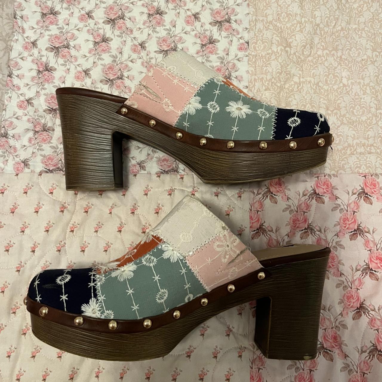 Vintage Patchwork Clogs | Depop