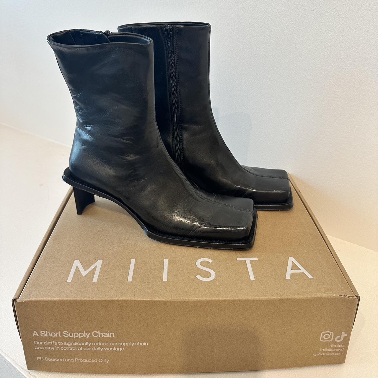 NEW Miista Square Toe Leather Heeled Boots. Brand... - Depop
