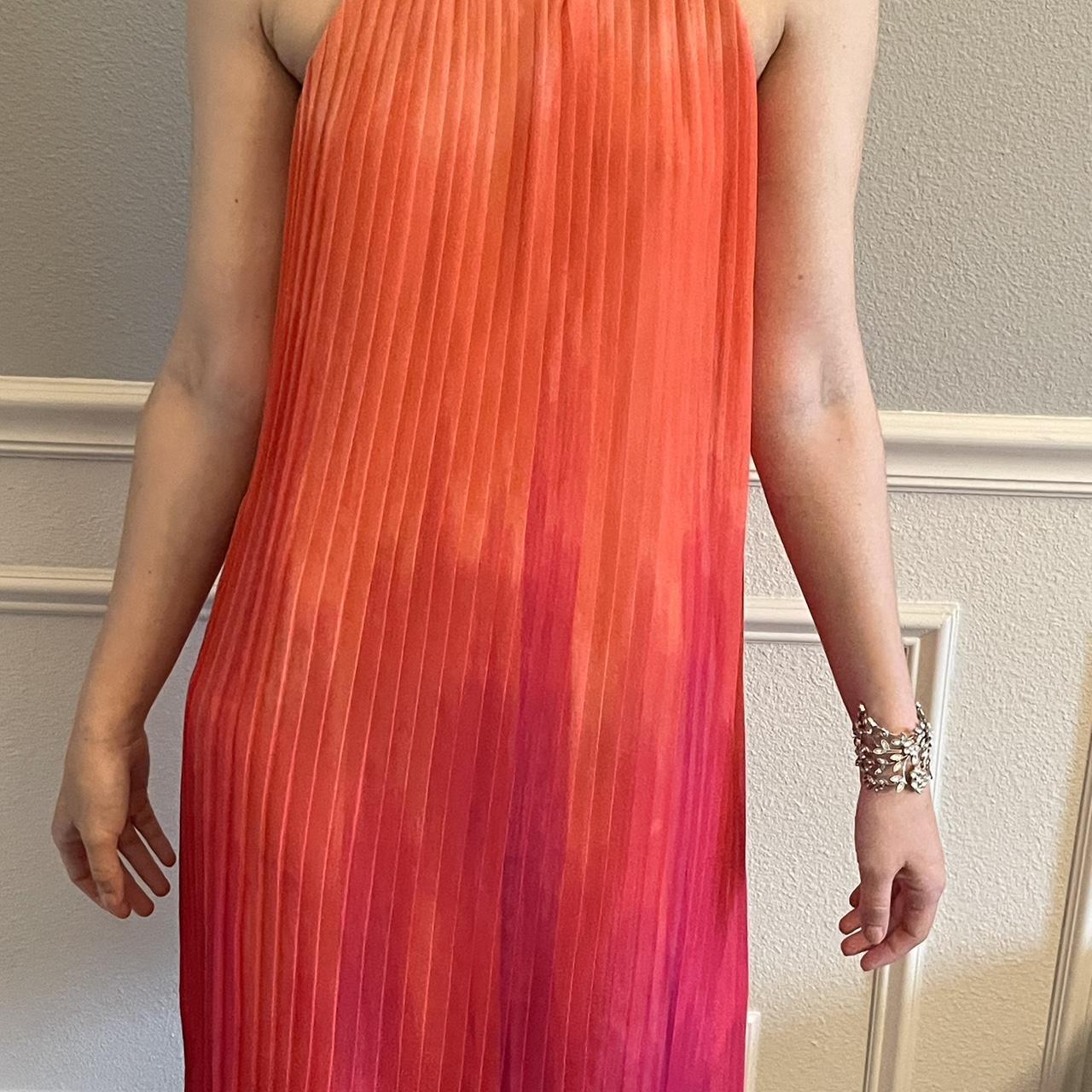 Ombré peach to red polyester dress (originally $60).... - Depop
