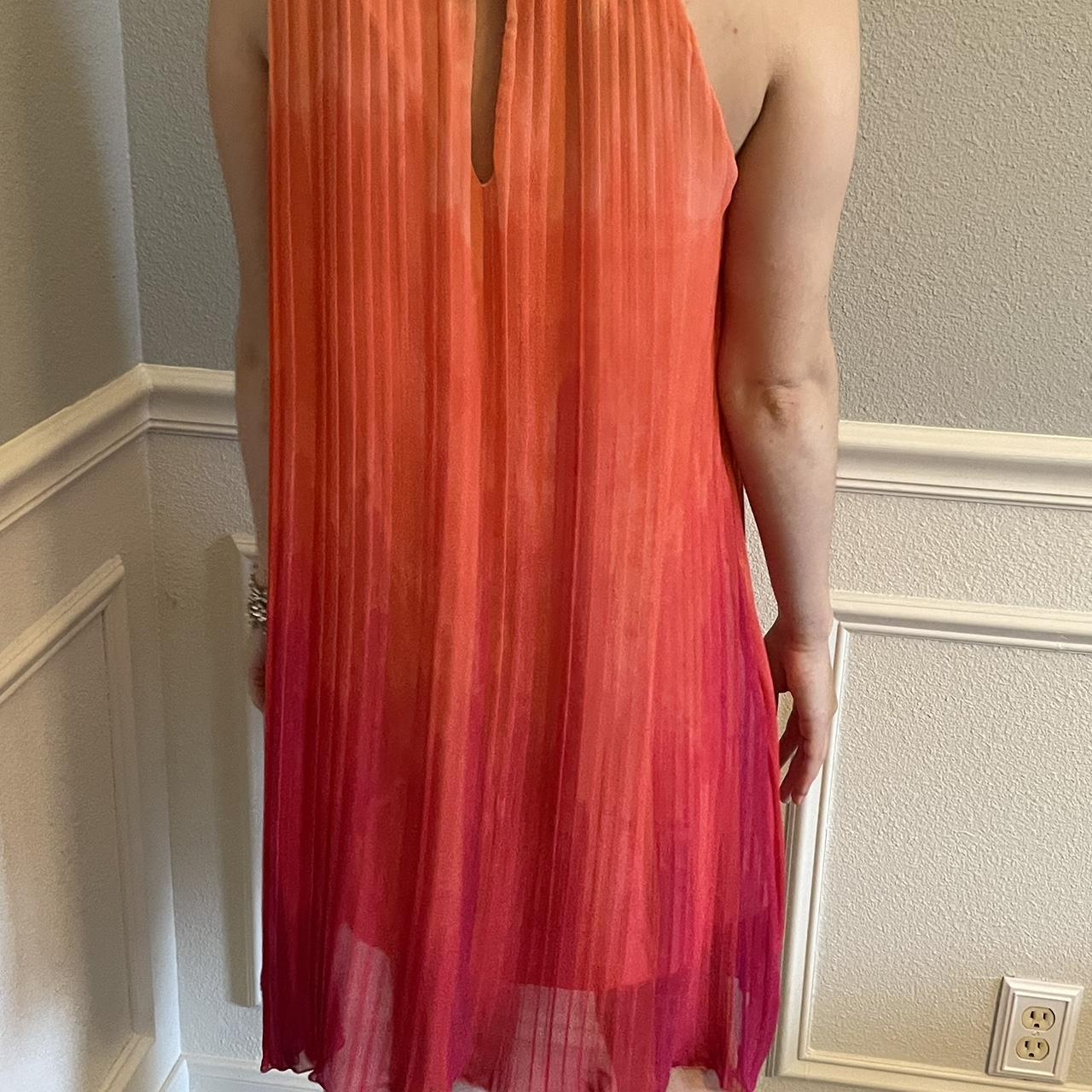 Ombré peach to red polyester dress (originally $60).... - Depop